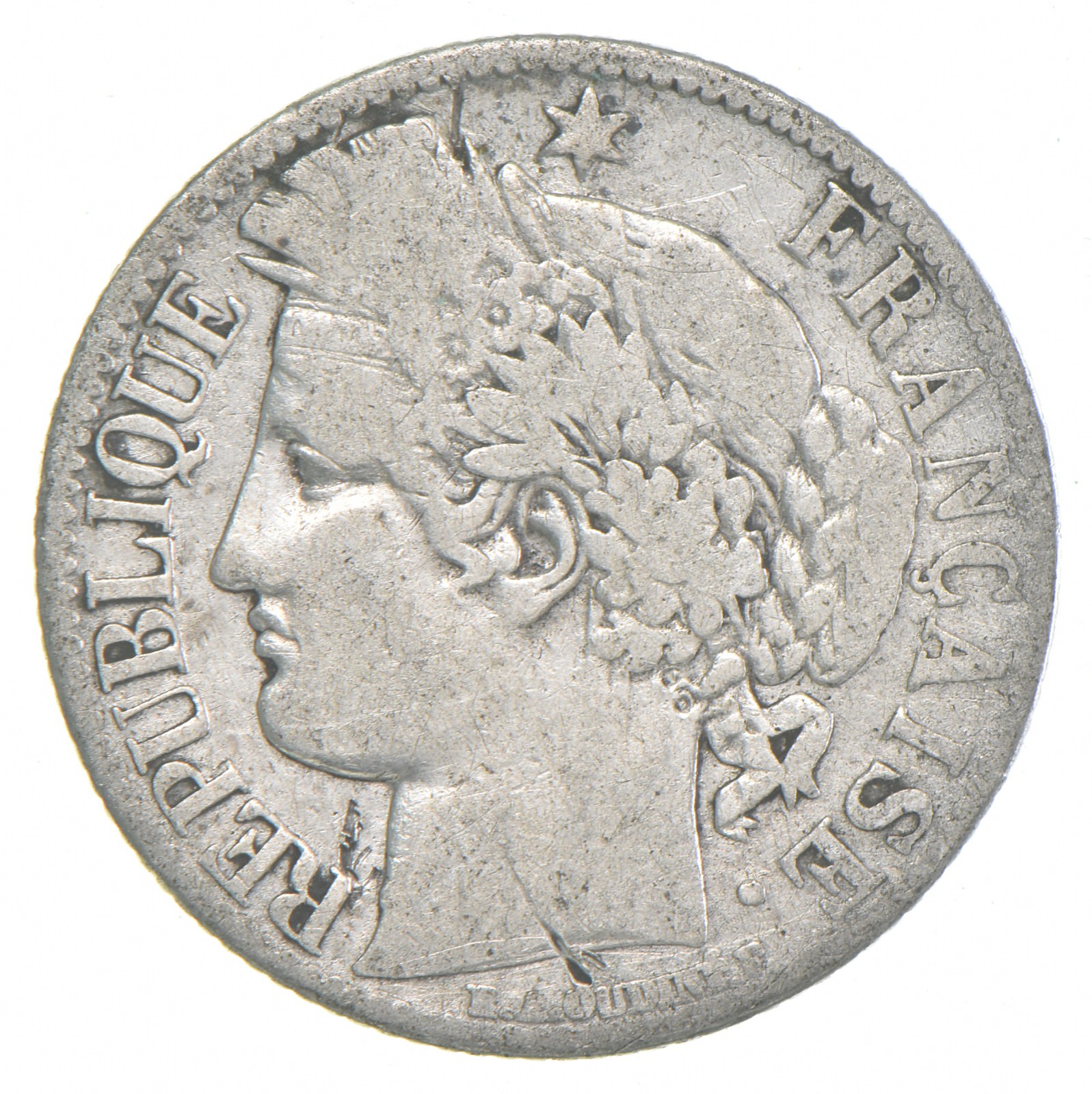 SILVER - Roughly the Size of a Quarter - 1871-1895 France 1 Franc ...