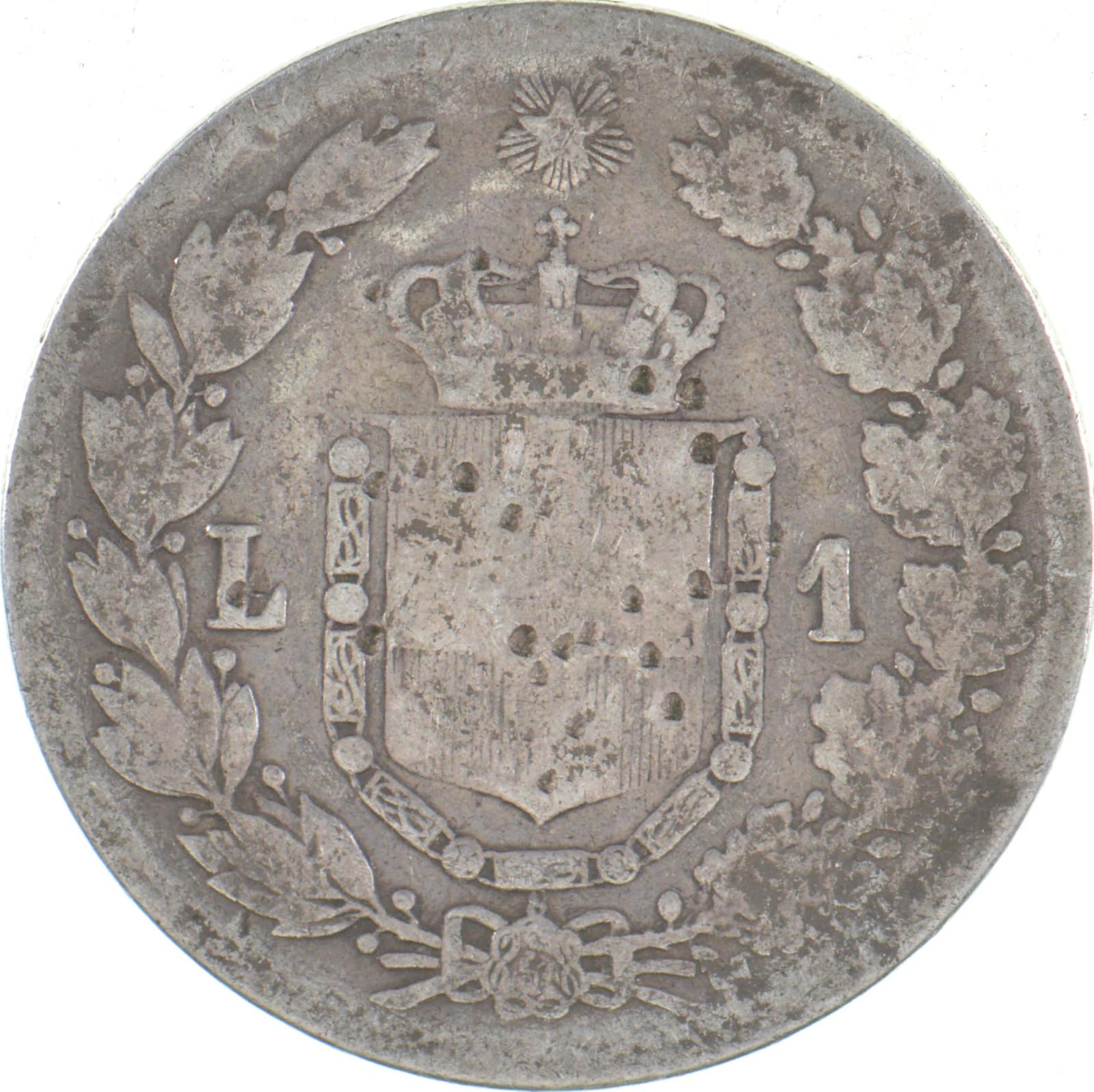 SILVER - Roughly the Size of a Quarter - 1887 Italy 1 Lira - World ...