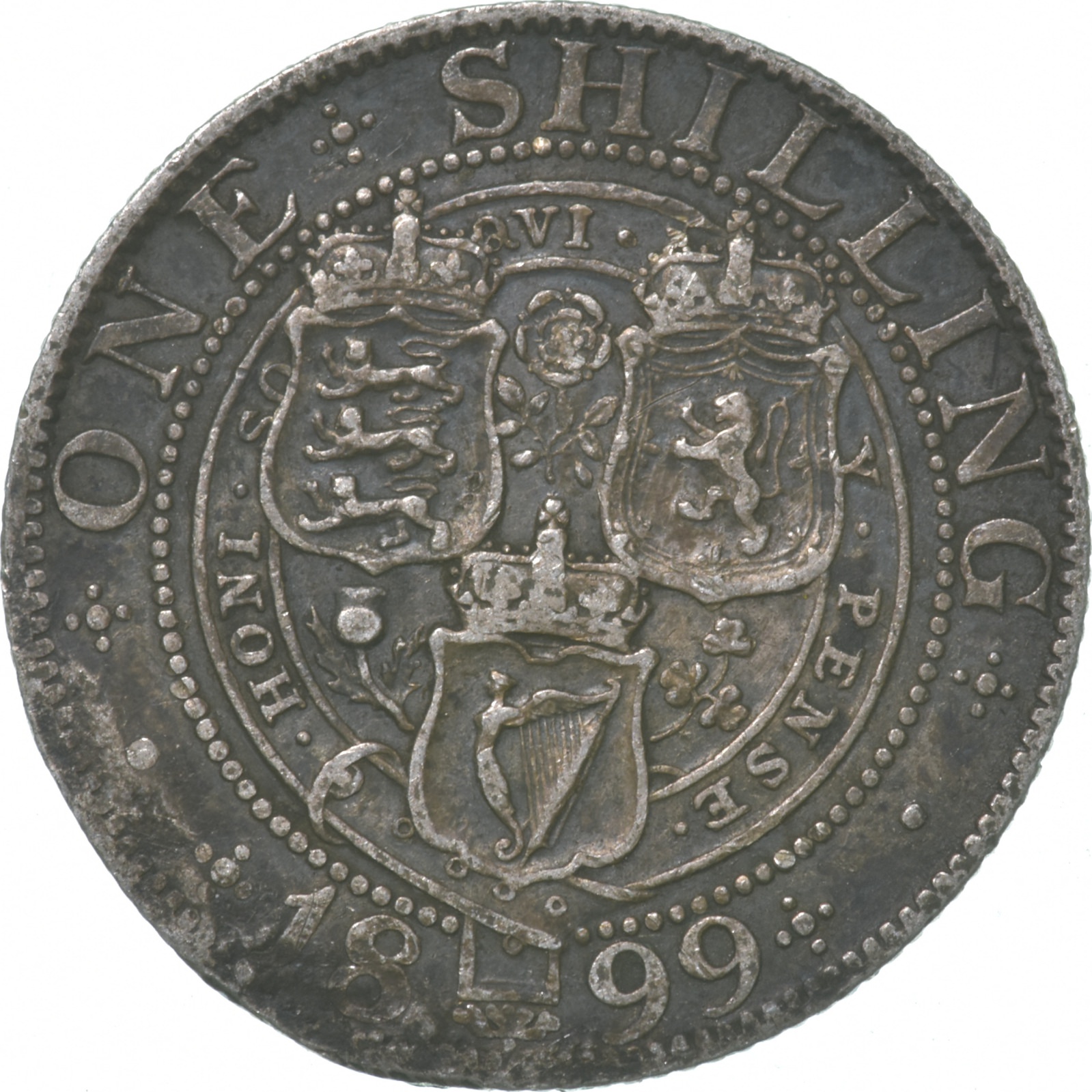 SILVER - Roughly the Size of a Quarter - 1899 Great Britain 1 Shilling ...