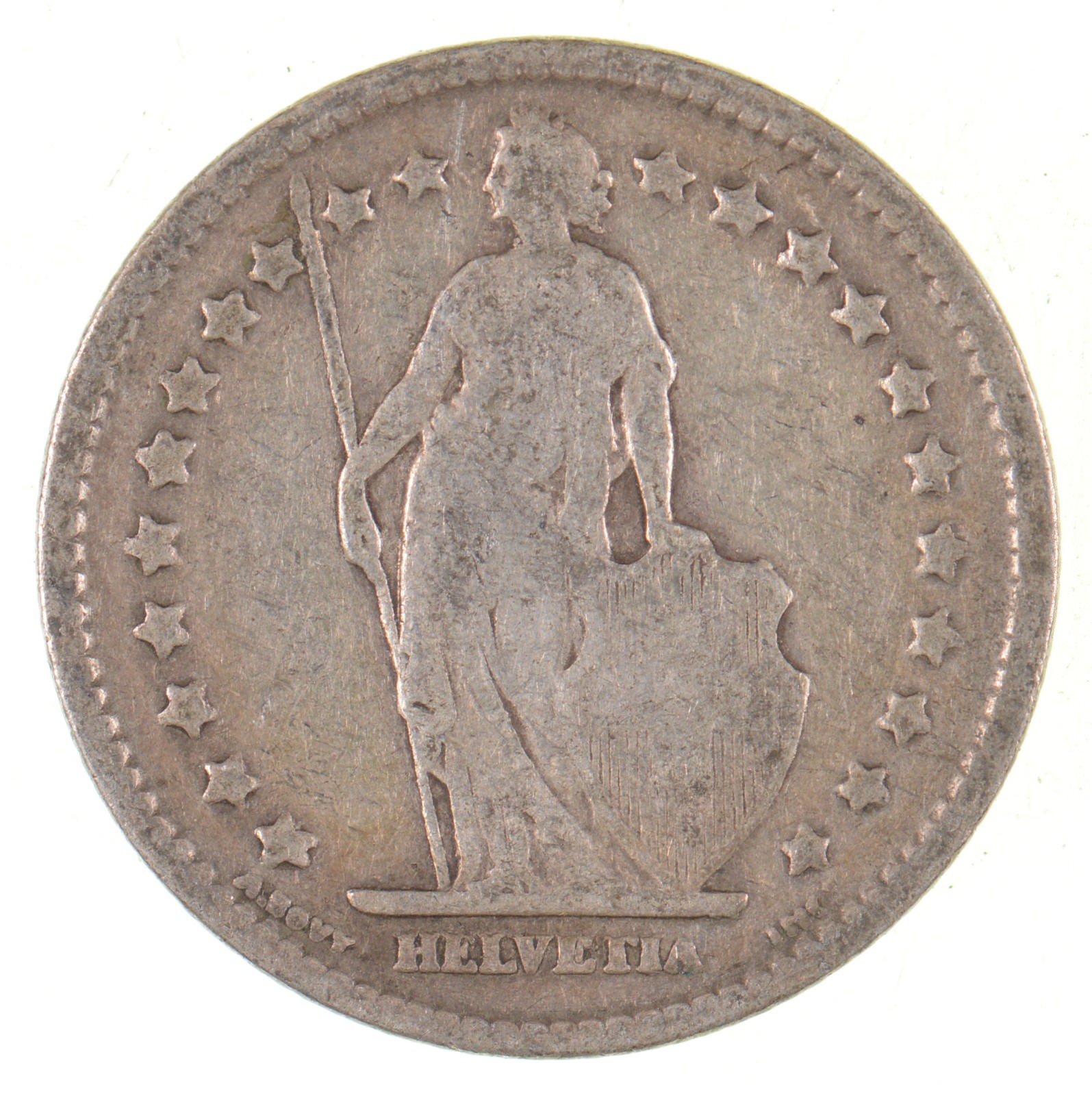 SILVER - Roughly the Size of a Quarter - 1903 Switzerland 1 Franc ...