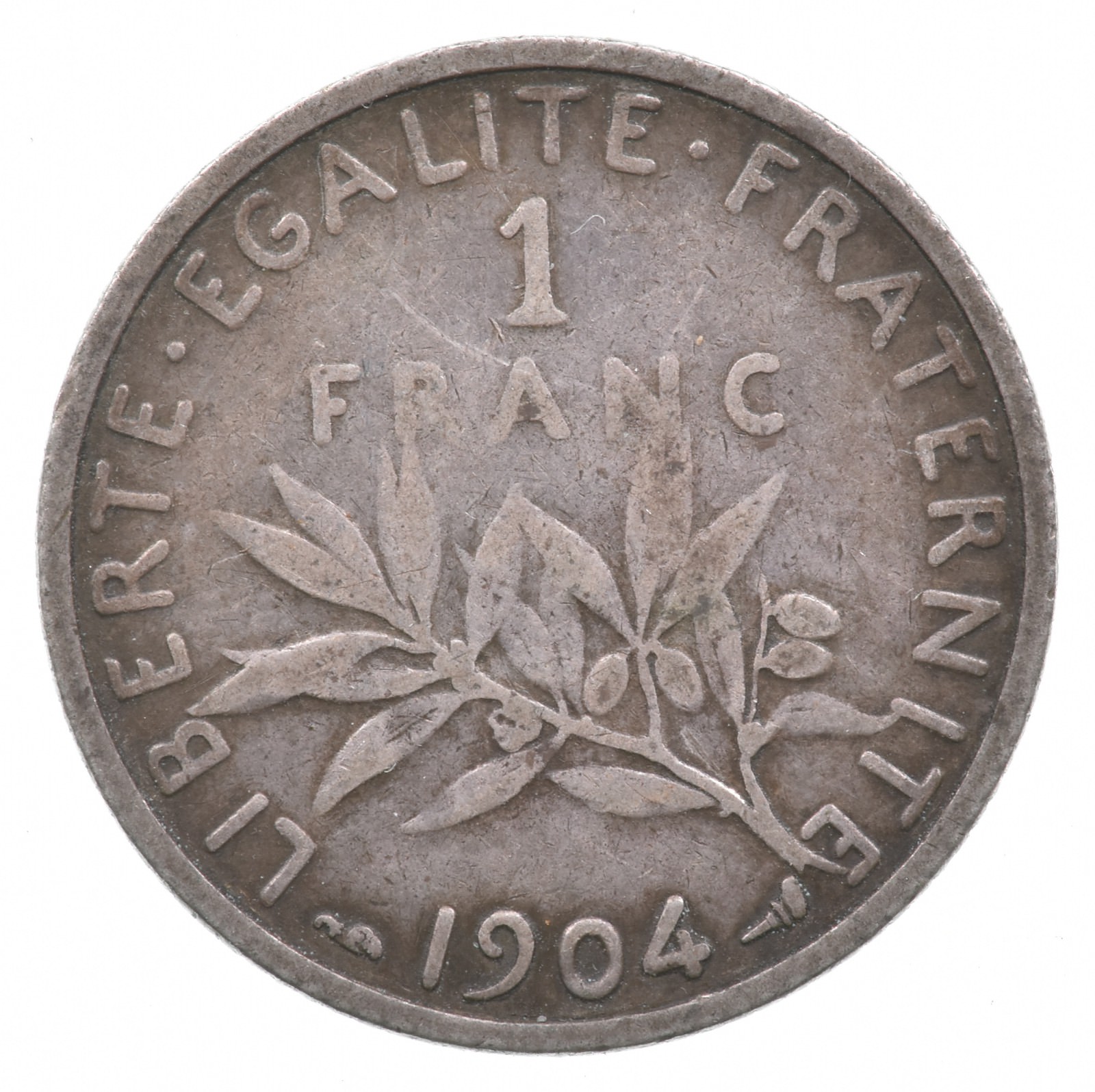 SILVER - Roughly the Size of a Quarter - 1904 France 1 Franc - World ...