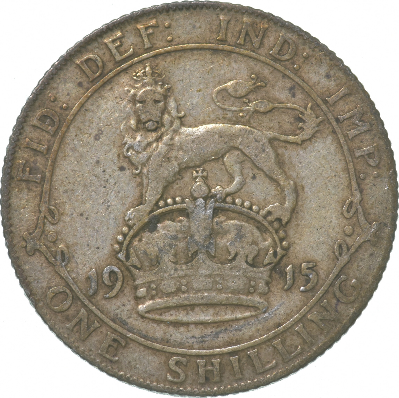 SILVER - Roughly the Size of a Quarter - 1915 Great Britain 1 Shilling ...