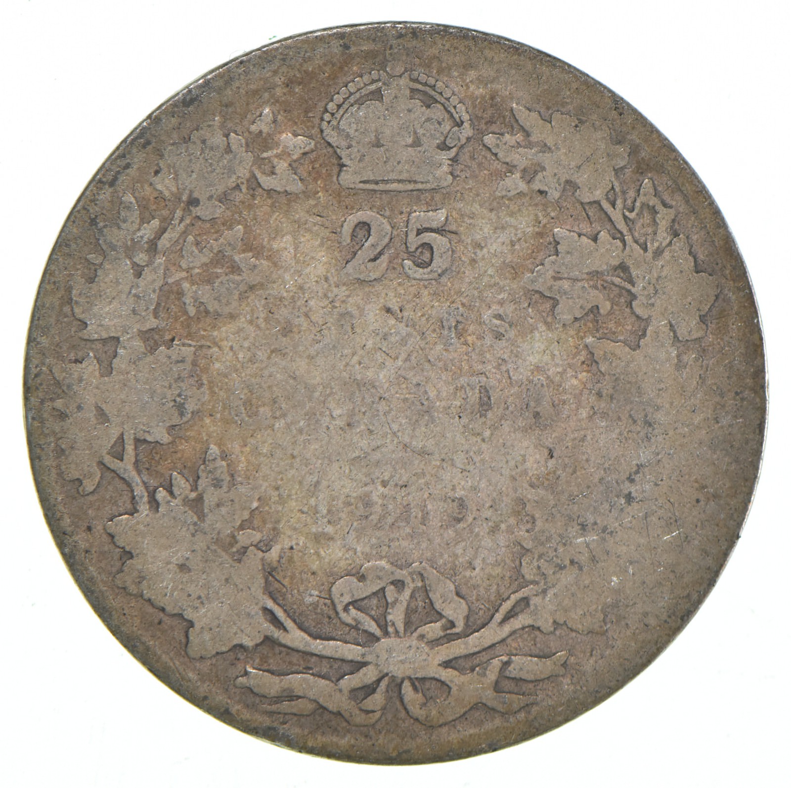 SILVER - Roughly the Size of a Quarter - 1919 Canada 25 Cents - World ...