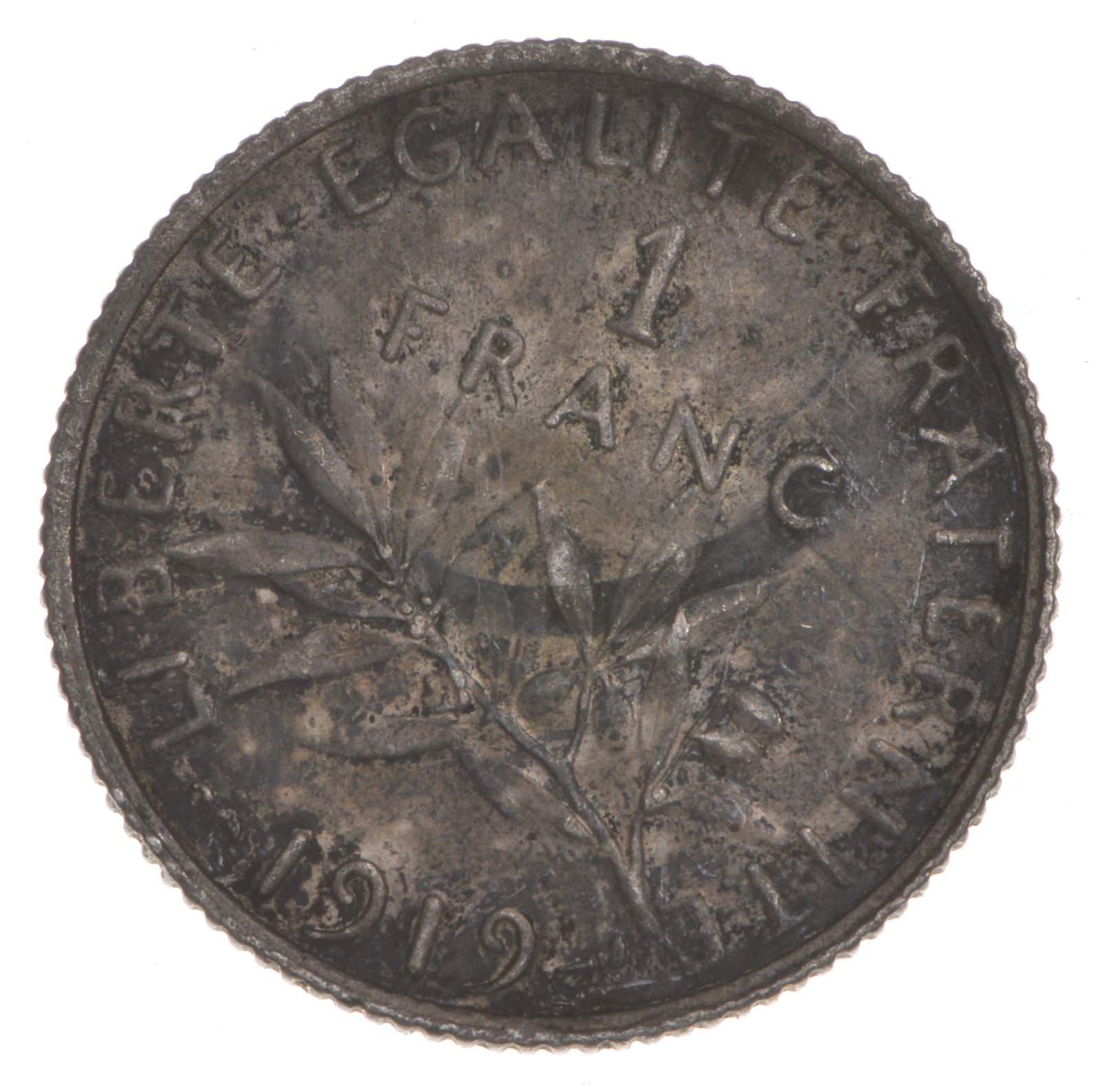 SILVER - Roughly the Size of a Quarter - 1919 France 1 Franc - World ...