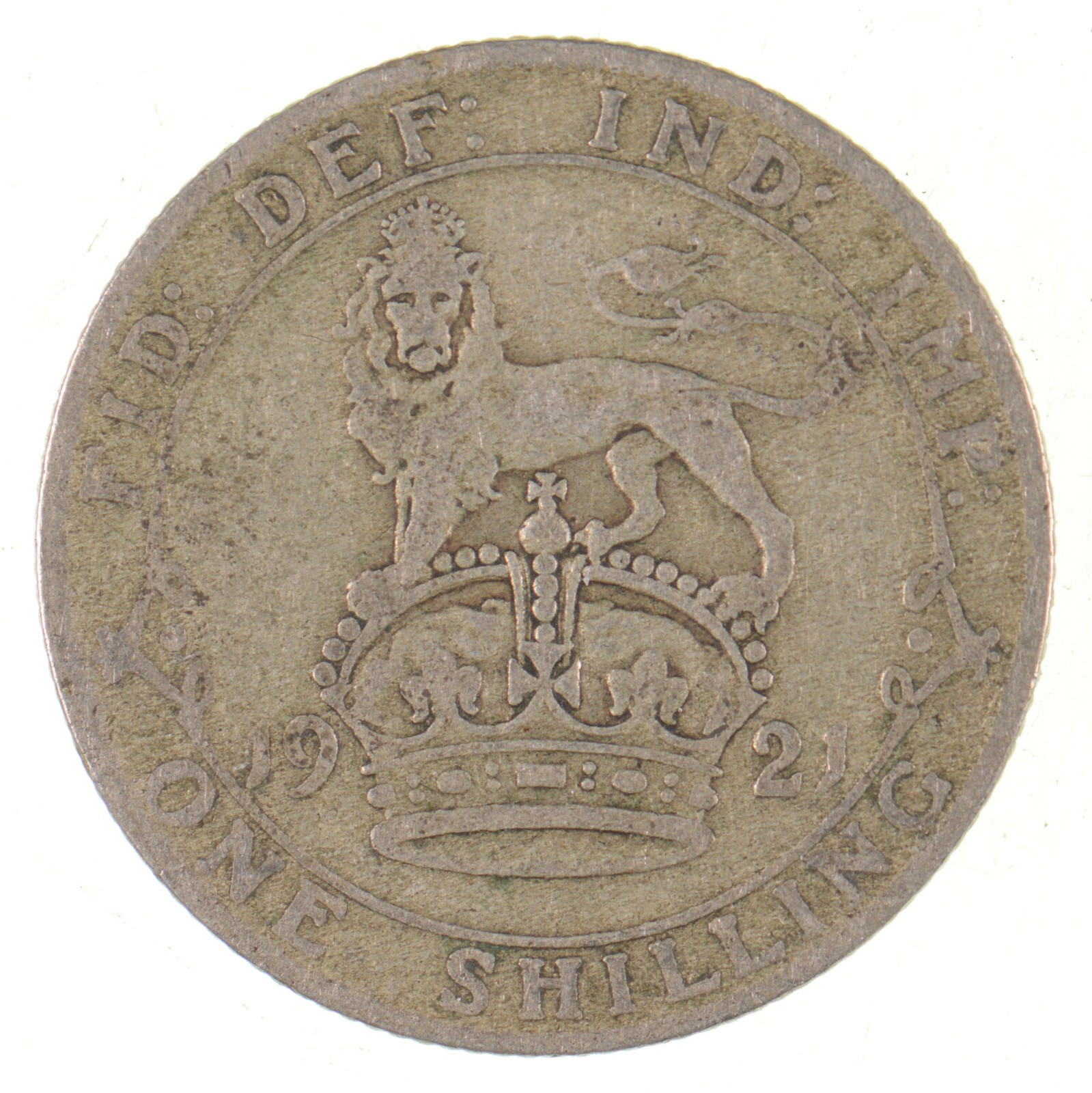 SILVER - Roughly the Size of a Quarter - 1921 Great Britain 1 Shilling ...