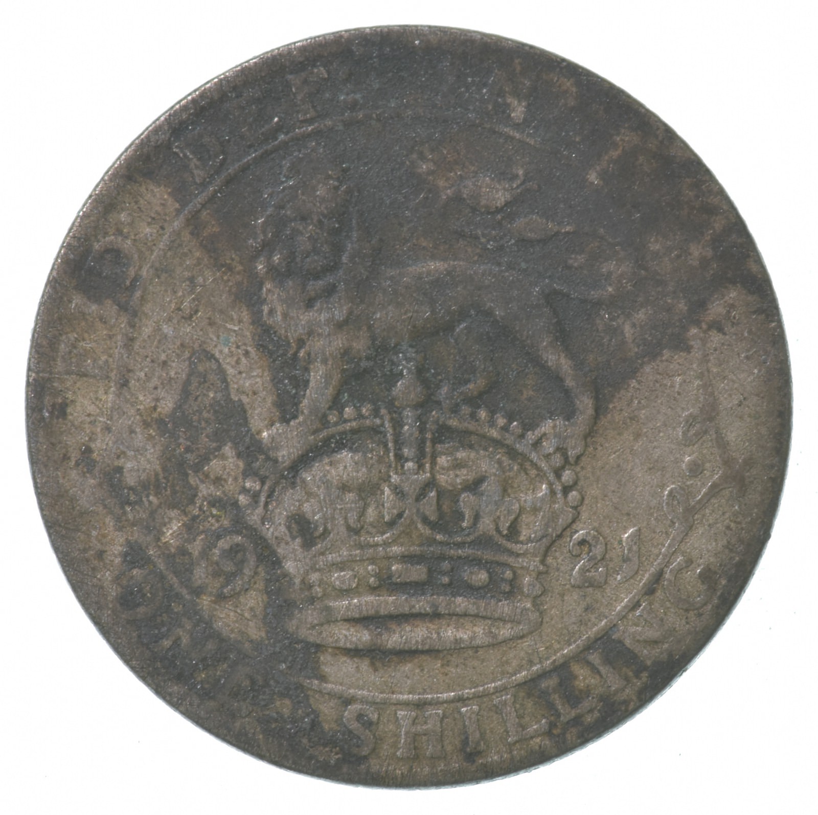 SILVER - Roughly the Size of a Quarter - 1921 Great Britain 1 Shilling ...