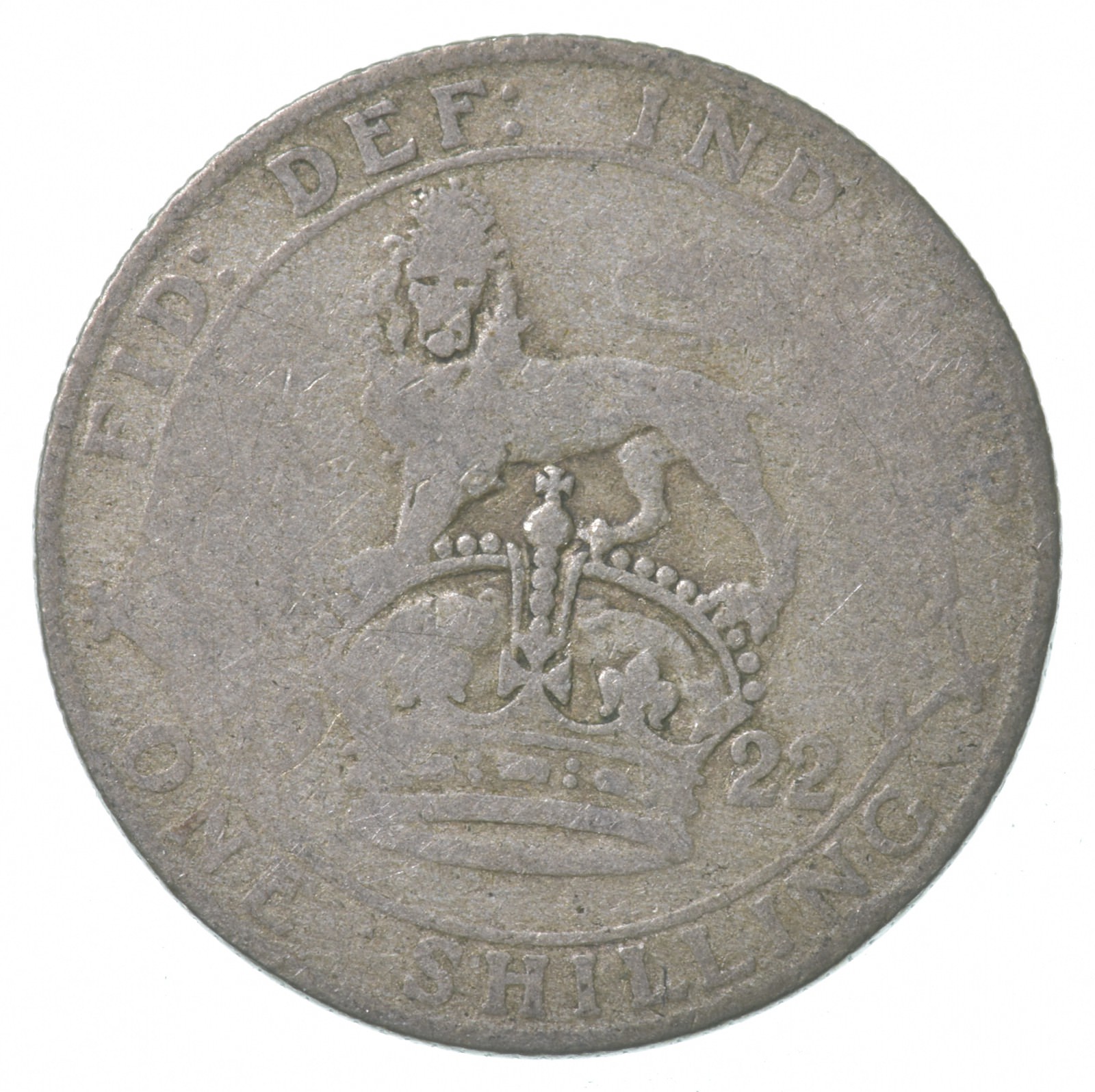 SILVER - Roughly the Size of a Quarter - 1922 Great Britain 1 Shilling ...