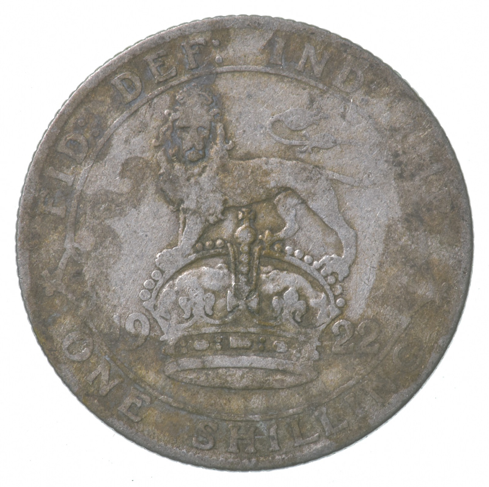 SILVER - Roughly the Size of a Quarter - 1922 Great Britain 1 Shilling ...