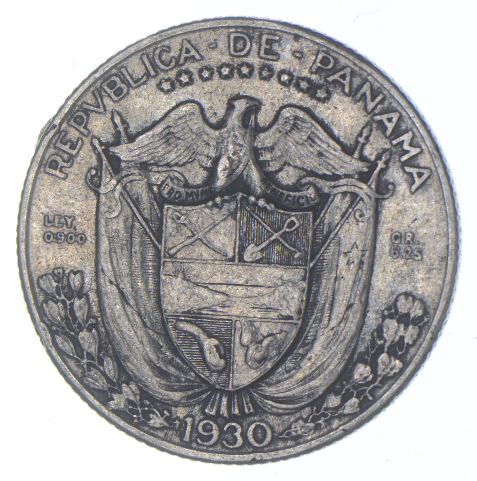 SILVER - Roughly the Size of a Quarter - 1930 Panama 1/4 Balboa - World ...