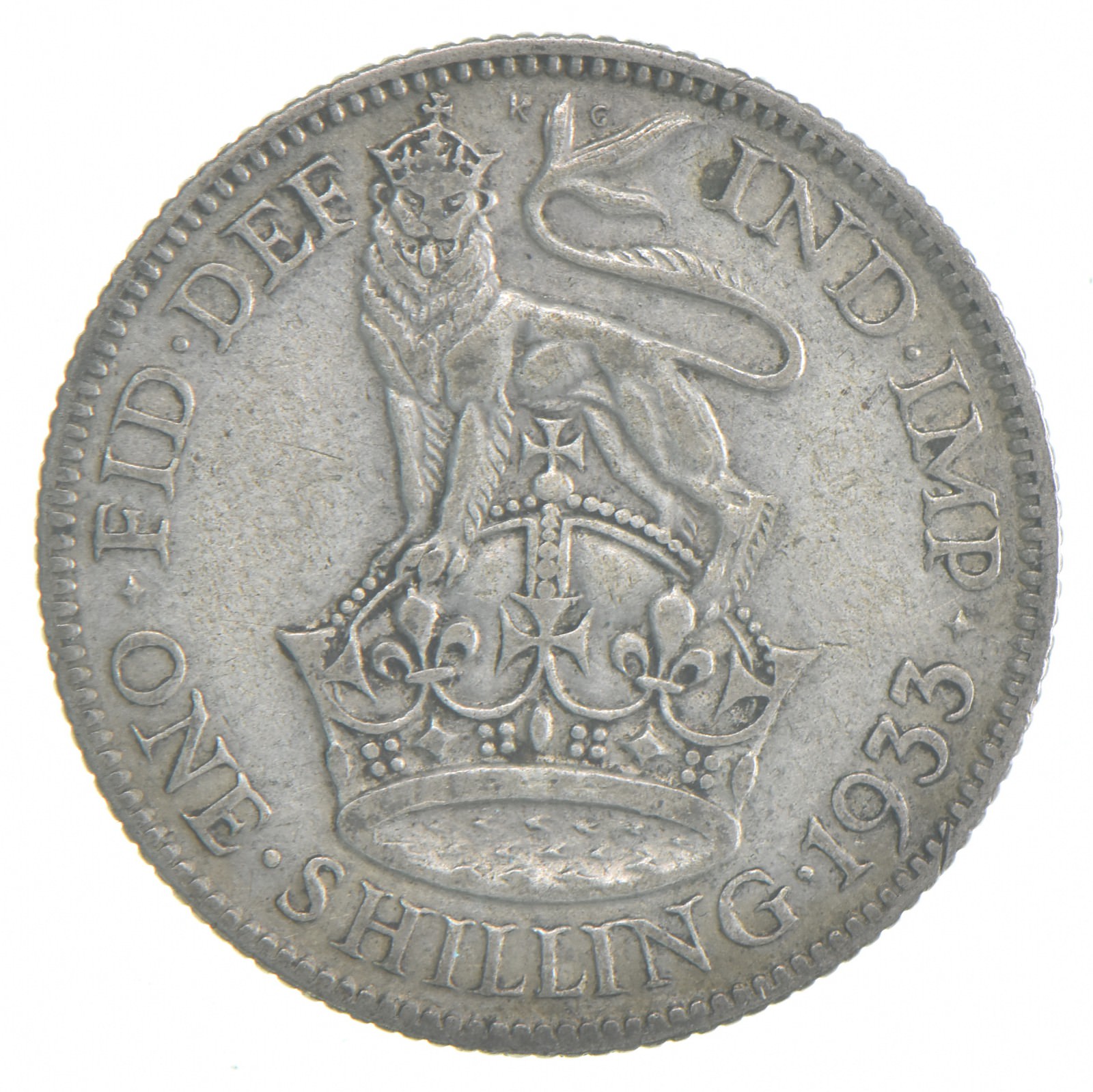 SILVER - Roughly the Size of a Quarter - 1933 Great Britain 1 Shilling ...