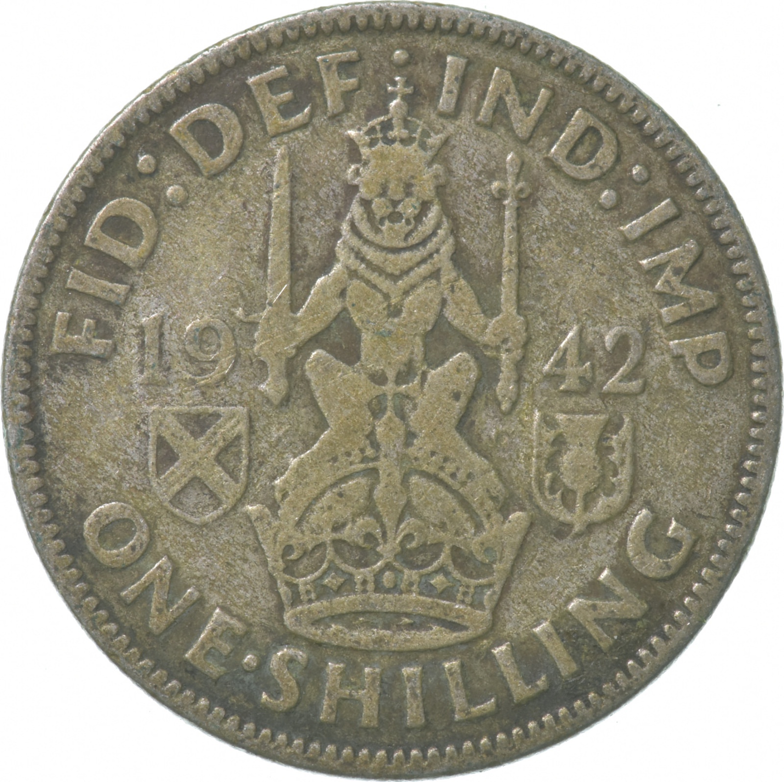 SILVER - Roughly the Size of a Quarter - 1942 Great Britain 1 Shilling ...