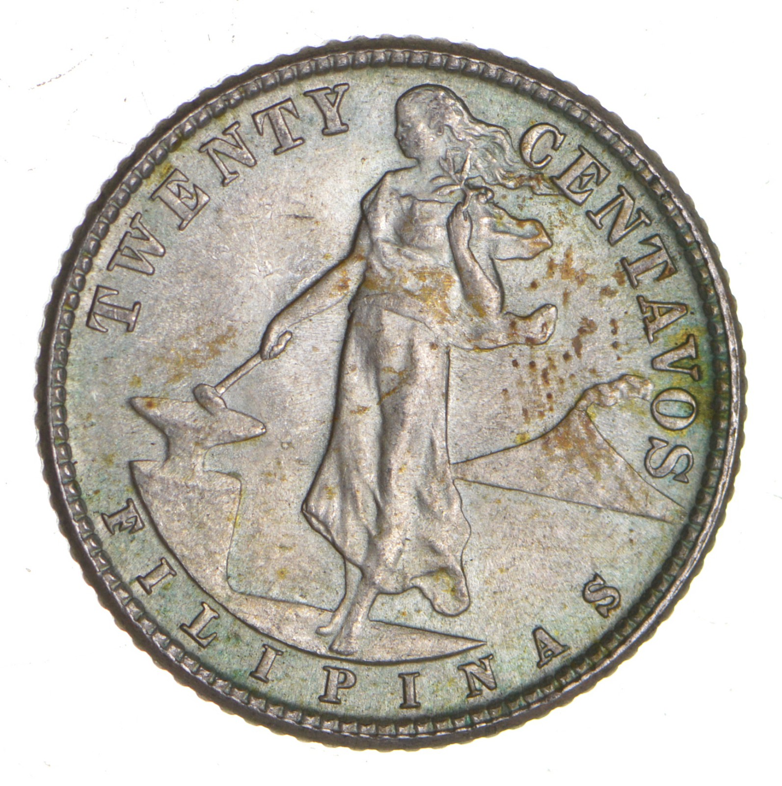 SILVER - Roughly the Size of a Quarter 1944 Philippines 20 Centavos ...