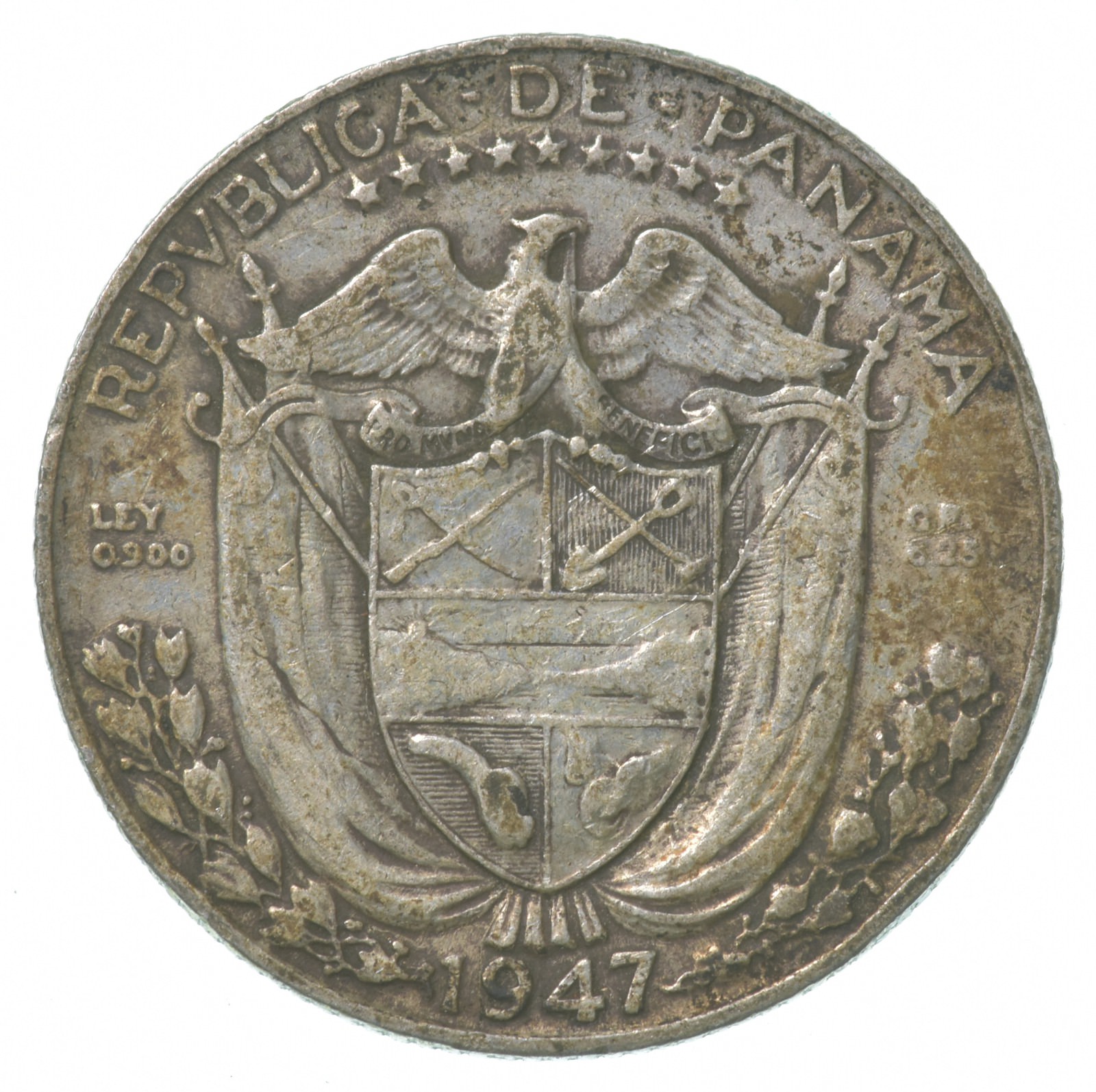 SILVER - Roughly the Size of a Quarter - 1947 Panama 1/4 Balboa - World ...