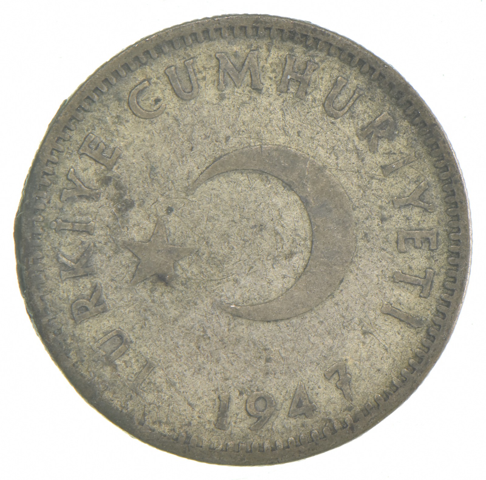 SILVER - Roughly the Size of a Quarter - 1947 Turkey 1 Lira - World ...