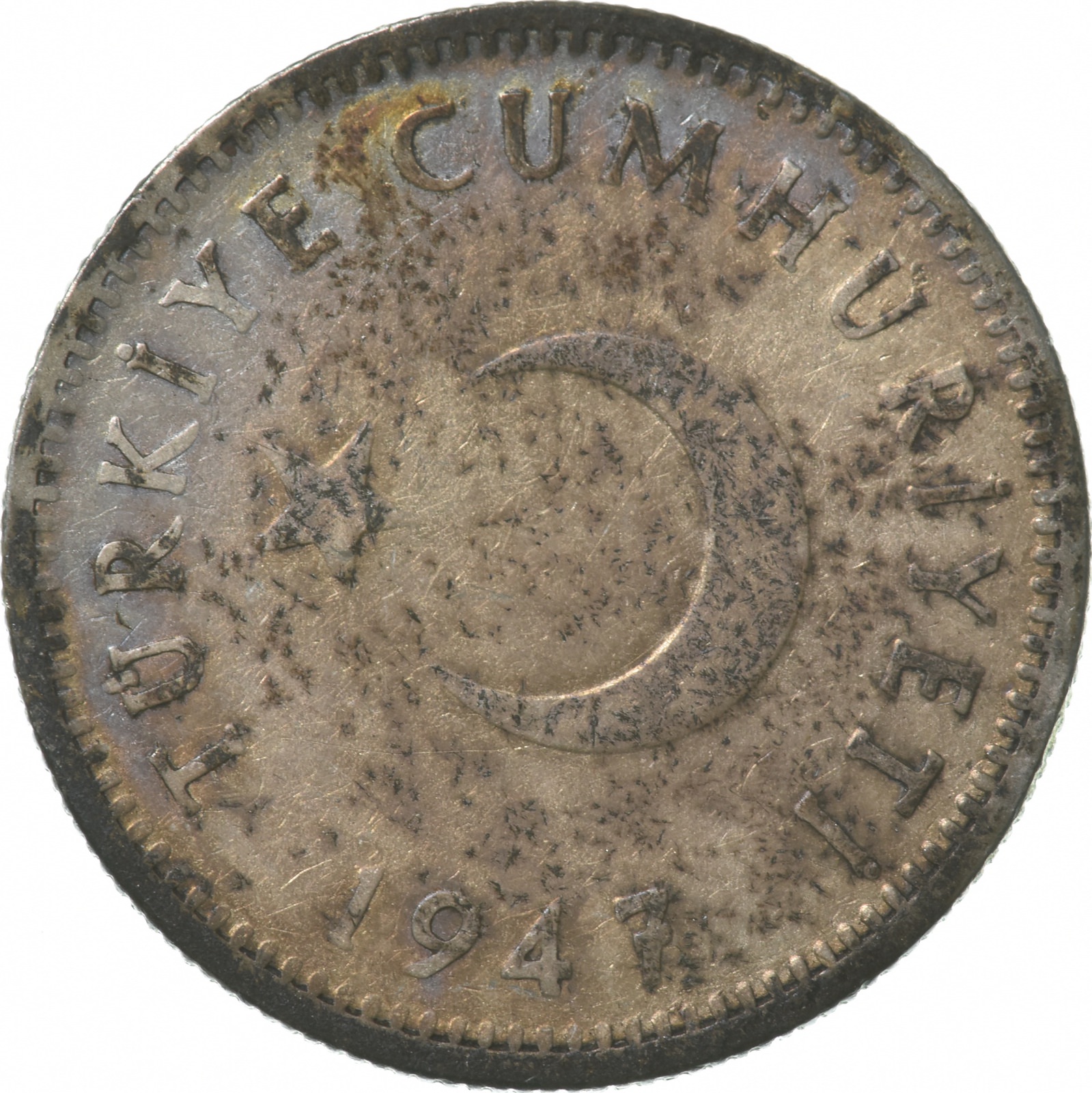 SILVER - Roughly the Size of a Quarter - 1947 Turkey 1 Lira - World ...