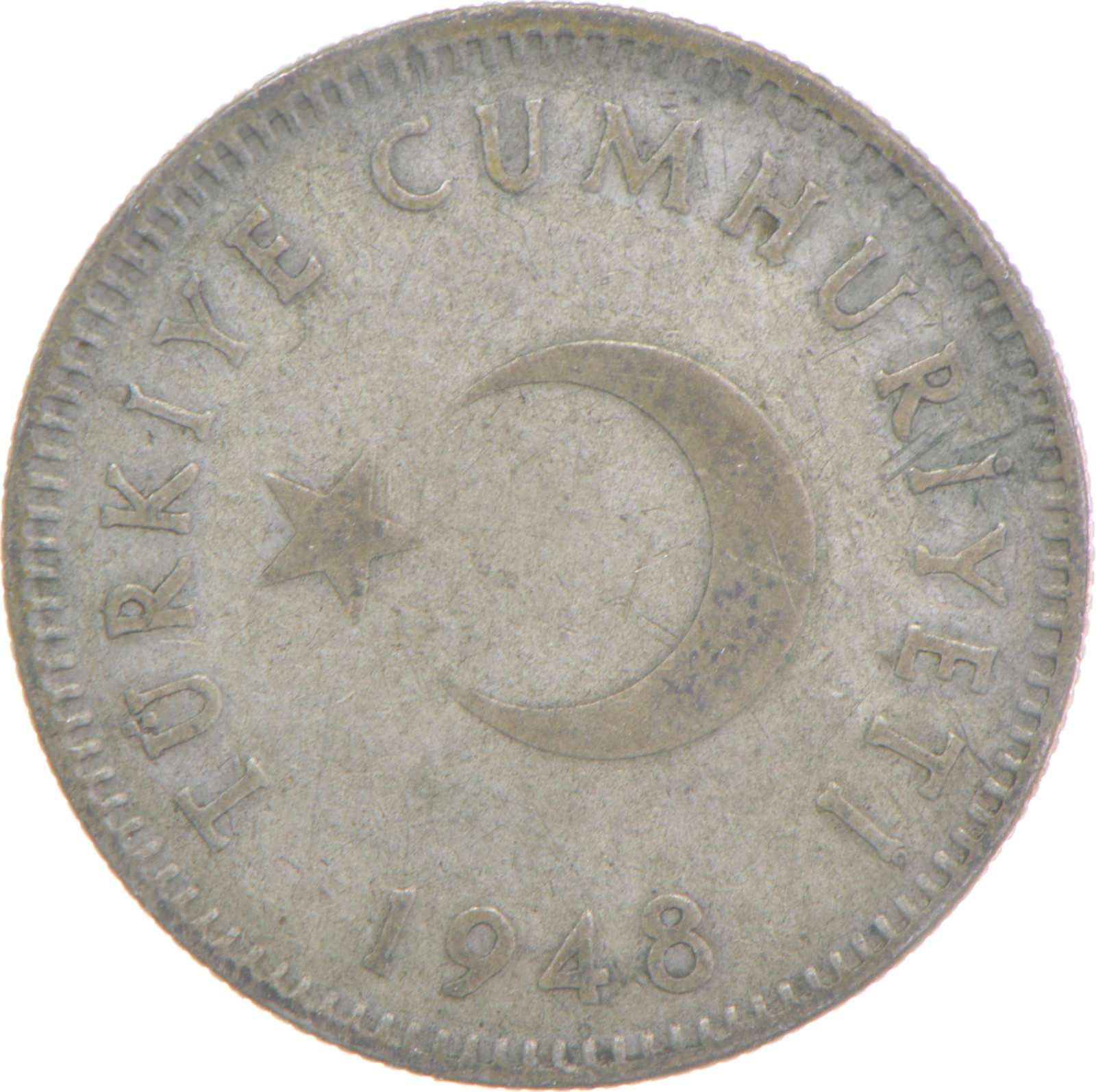 SILVER - Roughly the Size of a Quarter - 1948 Turkey 1 Lira - World ...