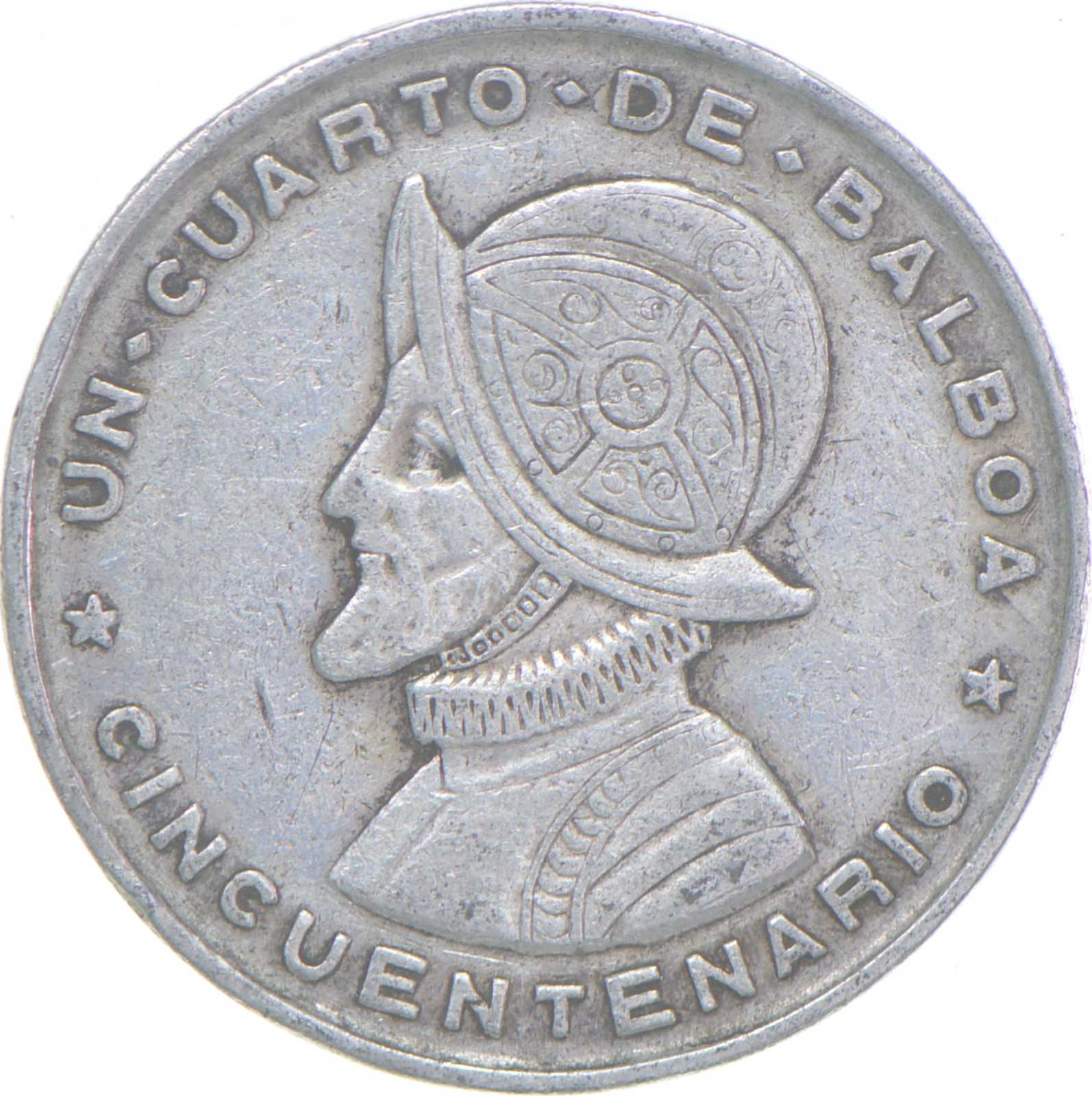 SILVER - Roughly the Size of a Quarter - 1953 Panama 1/4 Balboa - World ...