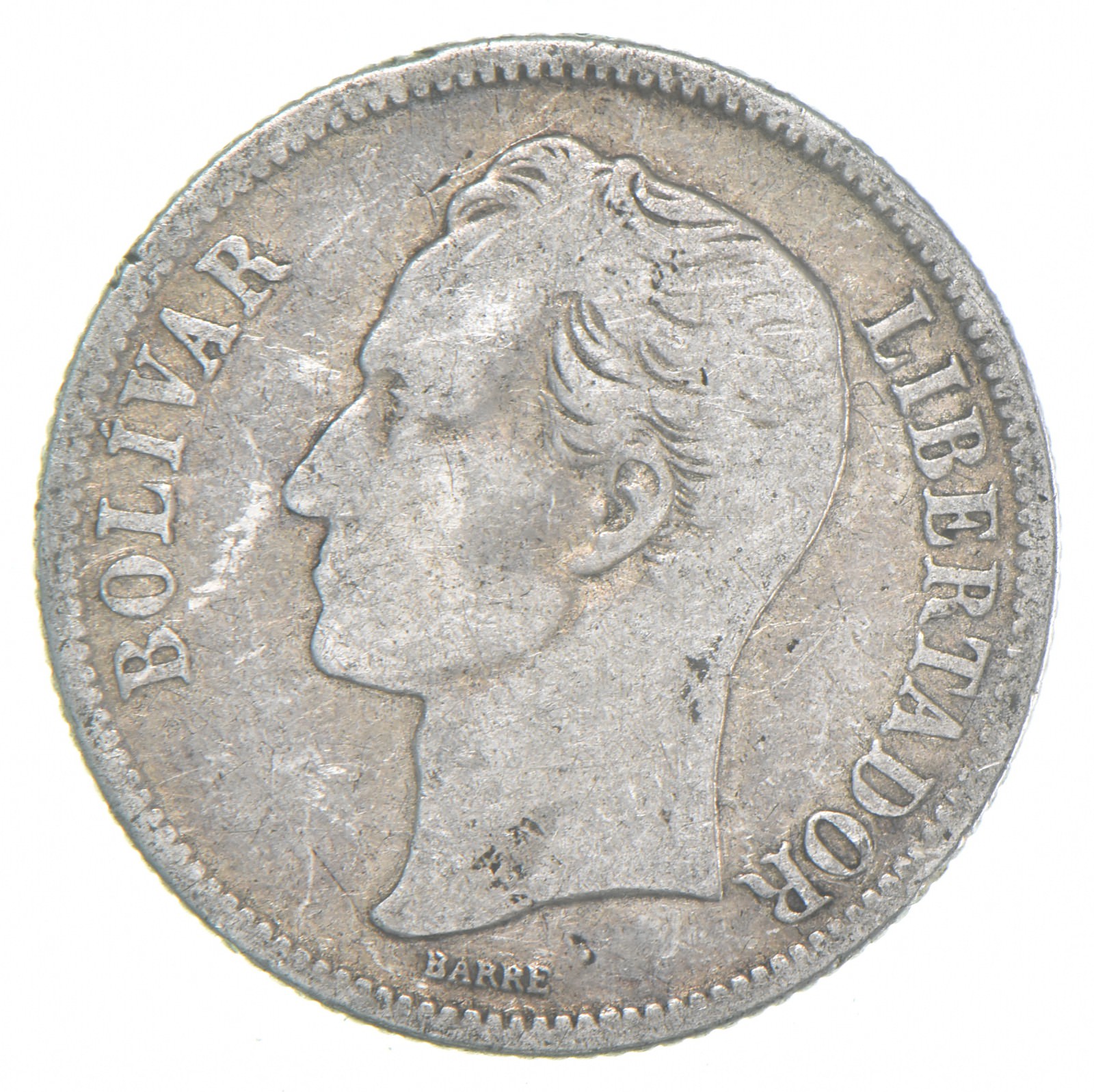 SILVER - Roughly the Size of a Quarter - 1954 Venezuela 1 Bolivar ...