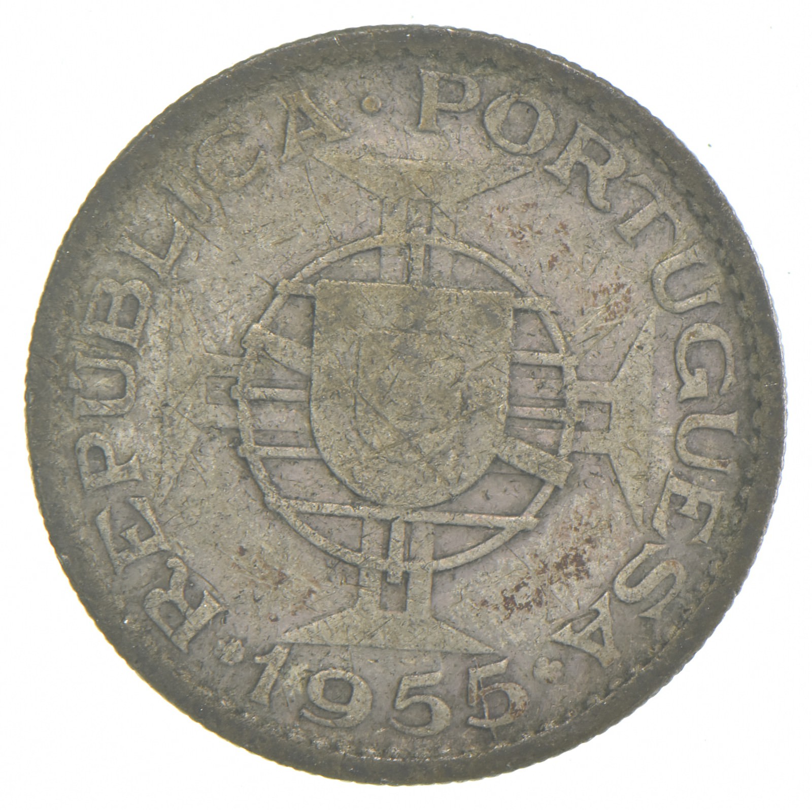 SILVER - Roughly the Size of a Quarter - 1955 Portugal 10 Escudos ...