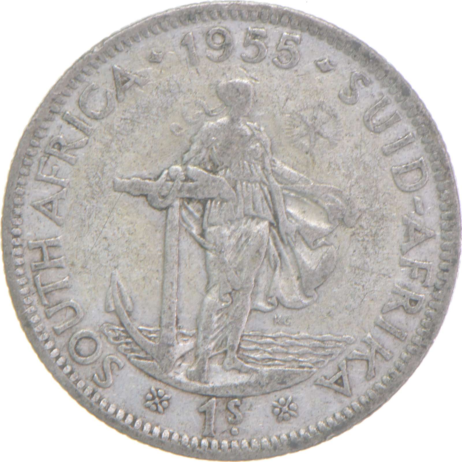 SILVER - Roughly the Size of a Quarter - 1955 South Africa 1 Shilling - World Silver Coin ...