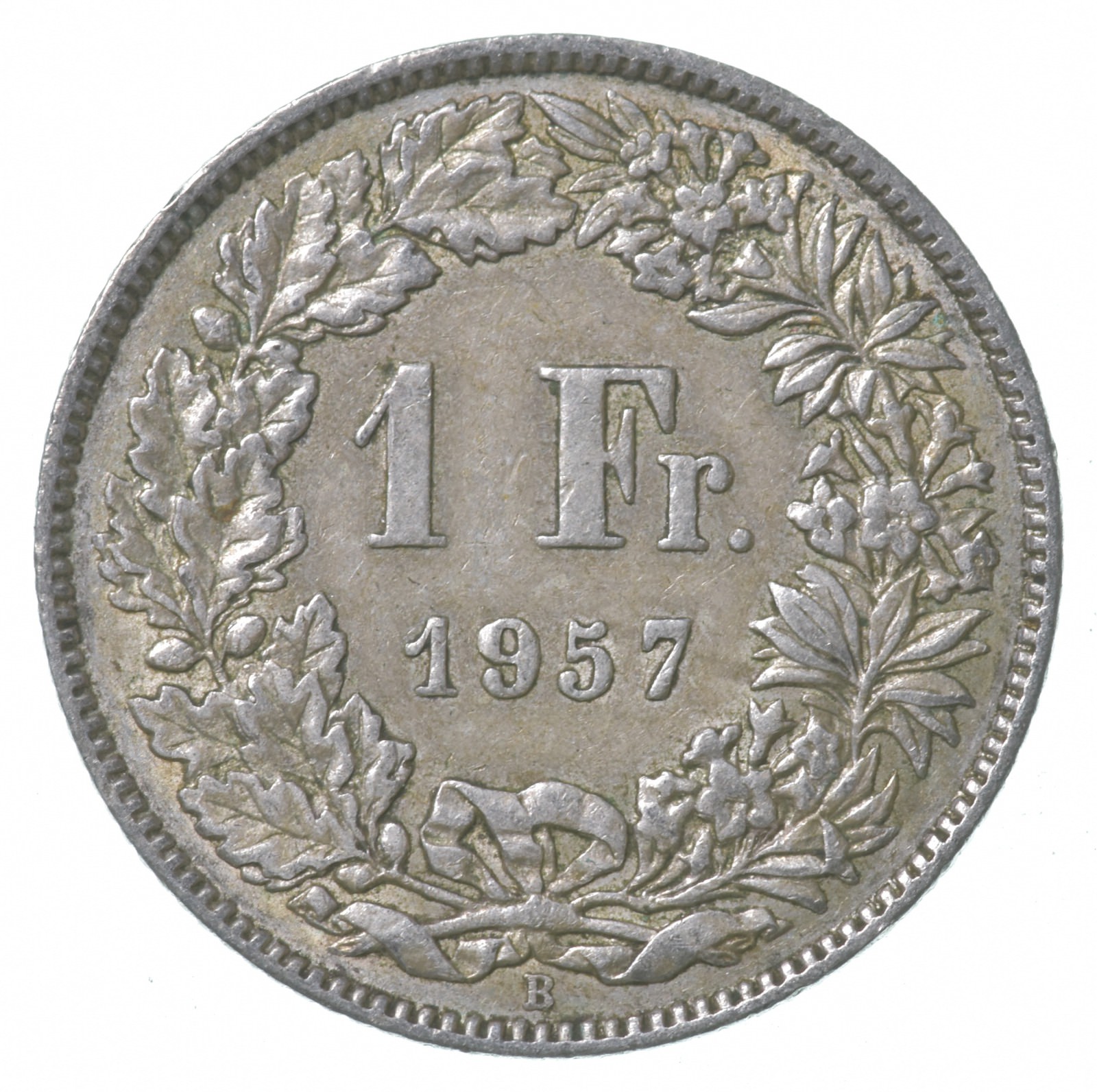 SILVER - Roughly the Size of a Quarter - 1957 Switzerland 1 Franc ...
