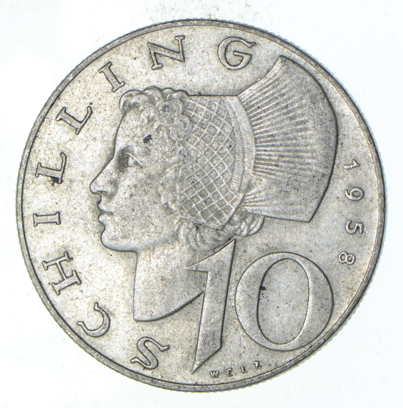 SILVER - Roughly the Size of a Quarter 1958 Austria 10 Schilling ...