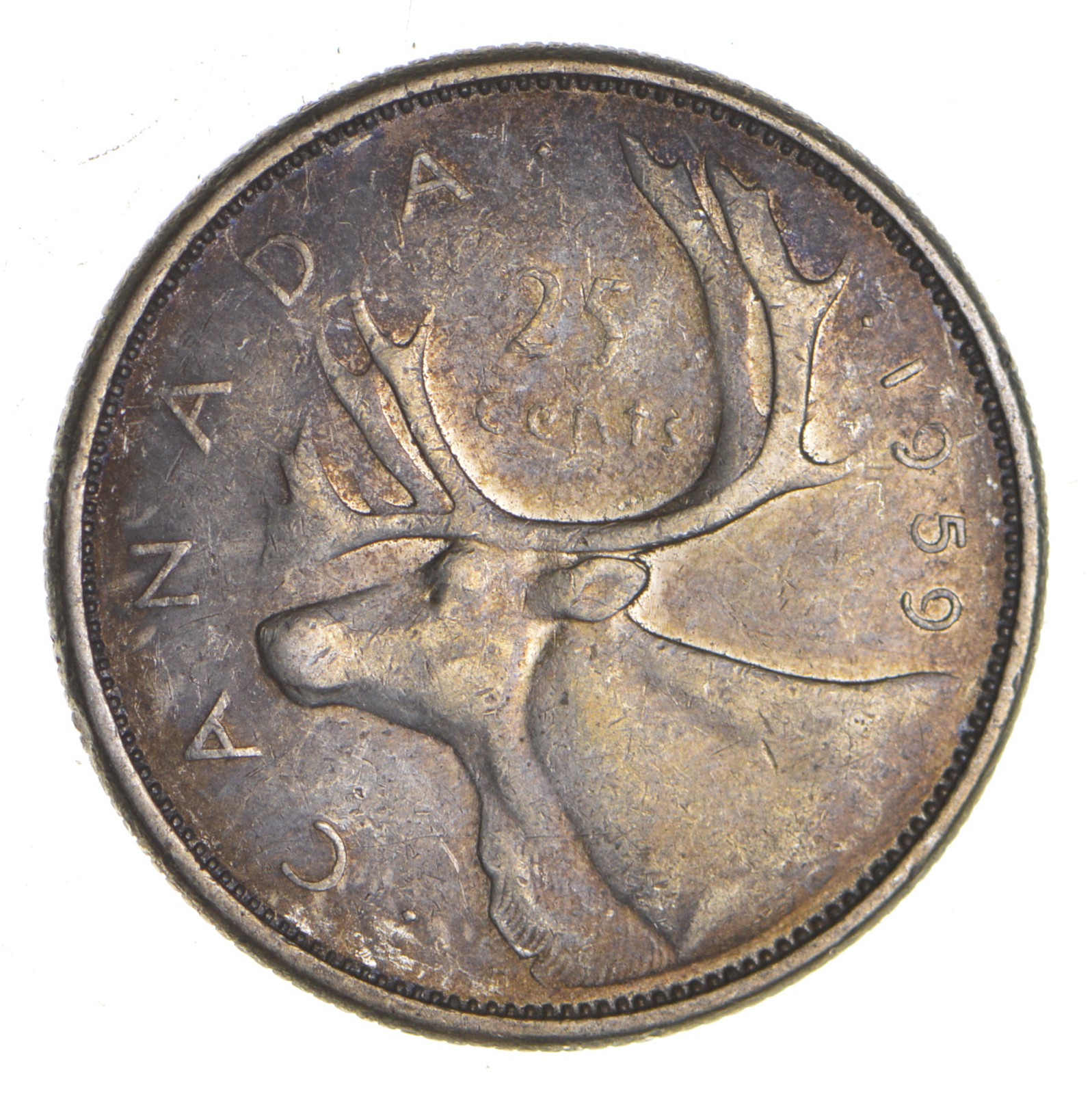 SILVER - Roughly the Size of a Quarter 1959 Canada 25 Cents - World ...