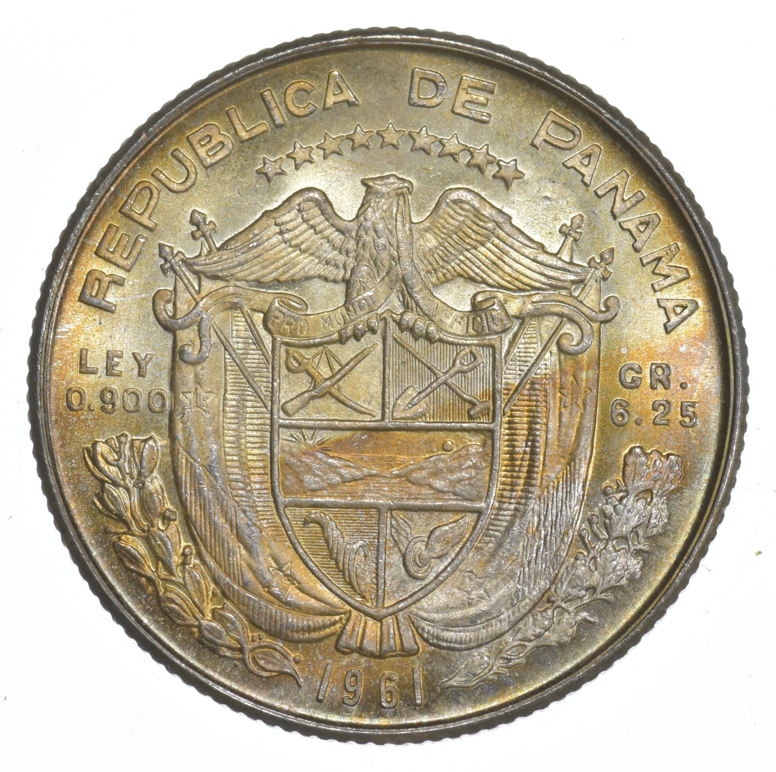 SILVER - Roughly the Size of a Quarter - 1961 Panama 1/4 Balboa - World ...