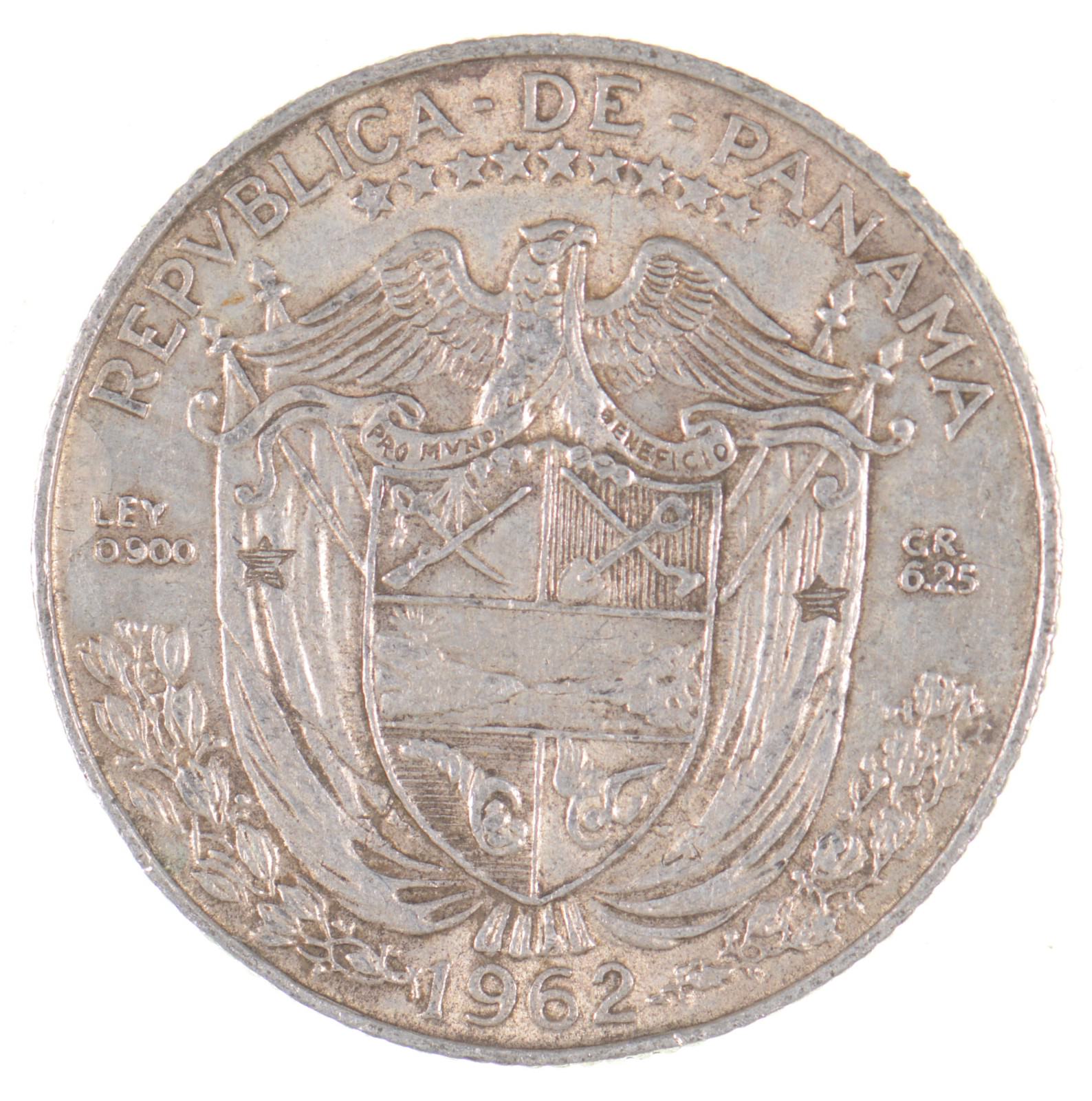 SILVER - Roughly the Size of a Quarter - 1962 Panama 1/4 Balboa - World ...