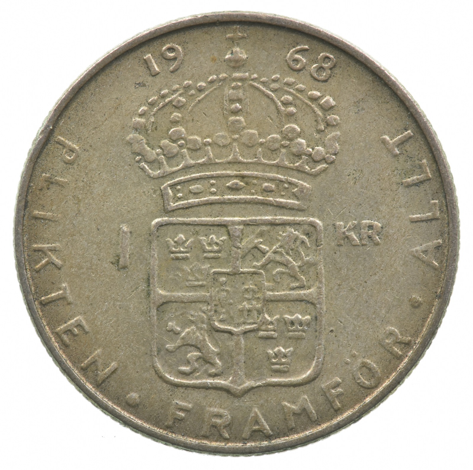 SILVER - Roughly the Size of a Quarter - 1968 Sweden 1 Krona - World ...