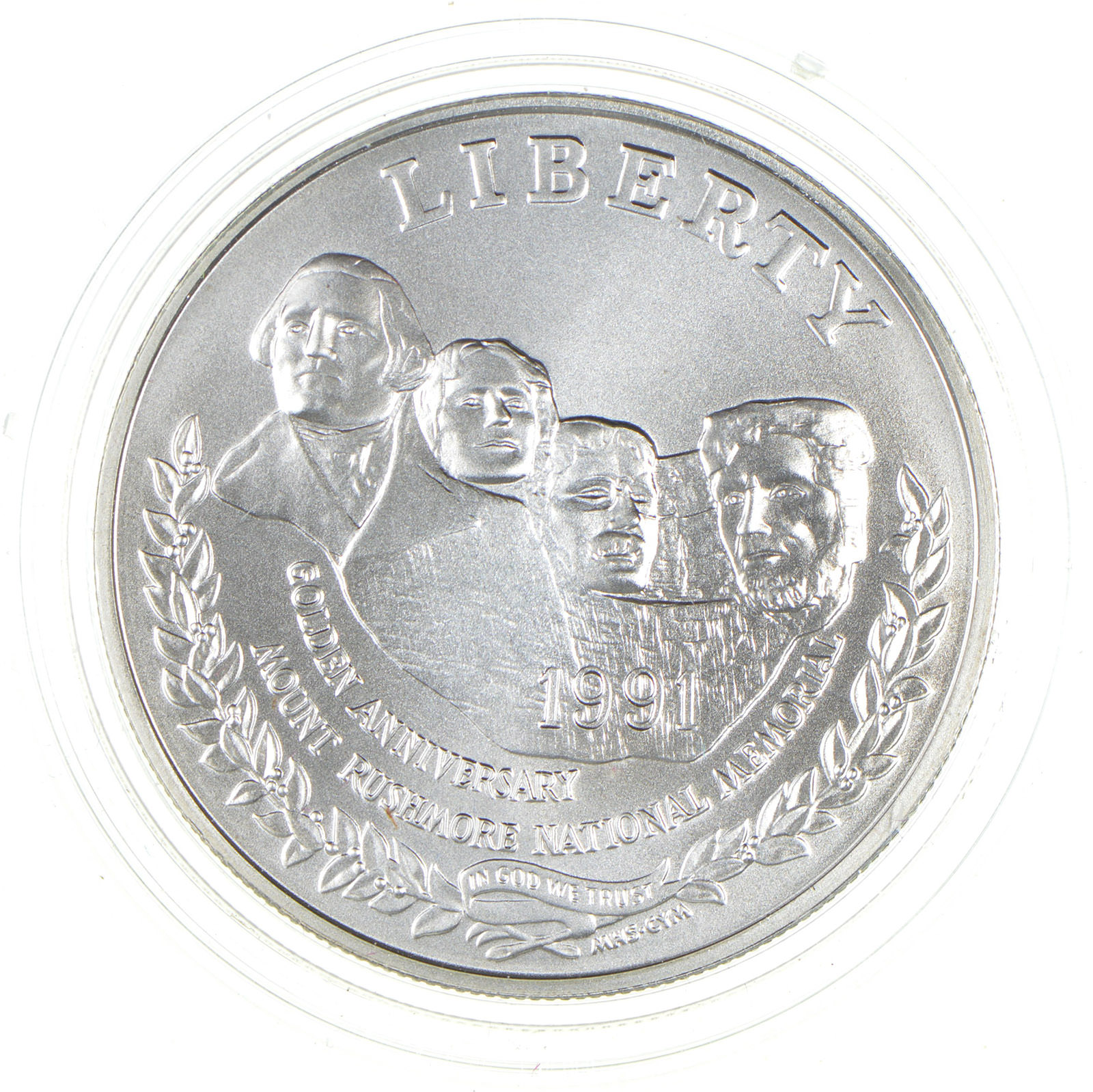 SILVER Unc 1991-P Mount Rushmore - Commemorative US Silver Dollar - In ...