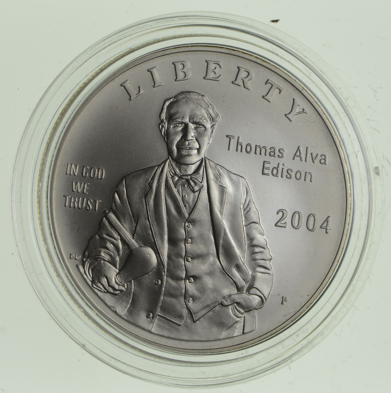 SILVER Unc 2004-P Thomas Alva Edison Commemorative US Silver Dollar ...