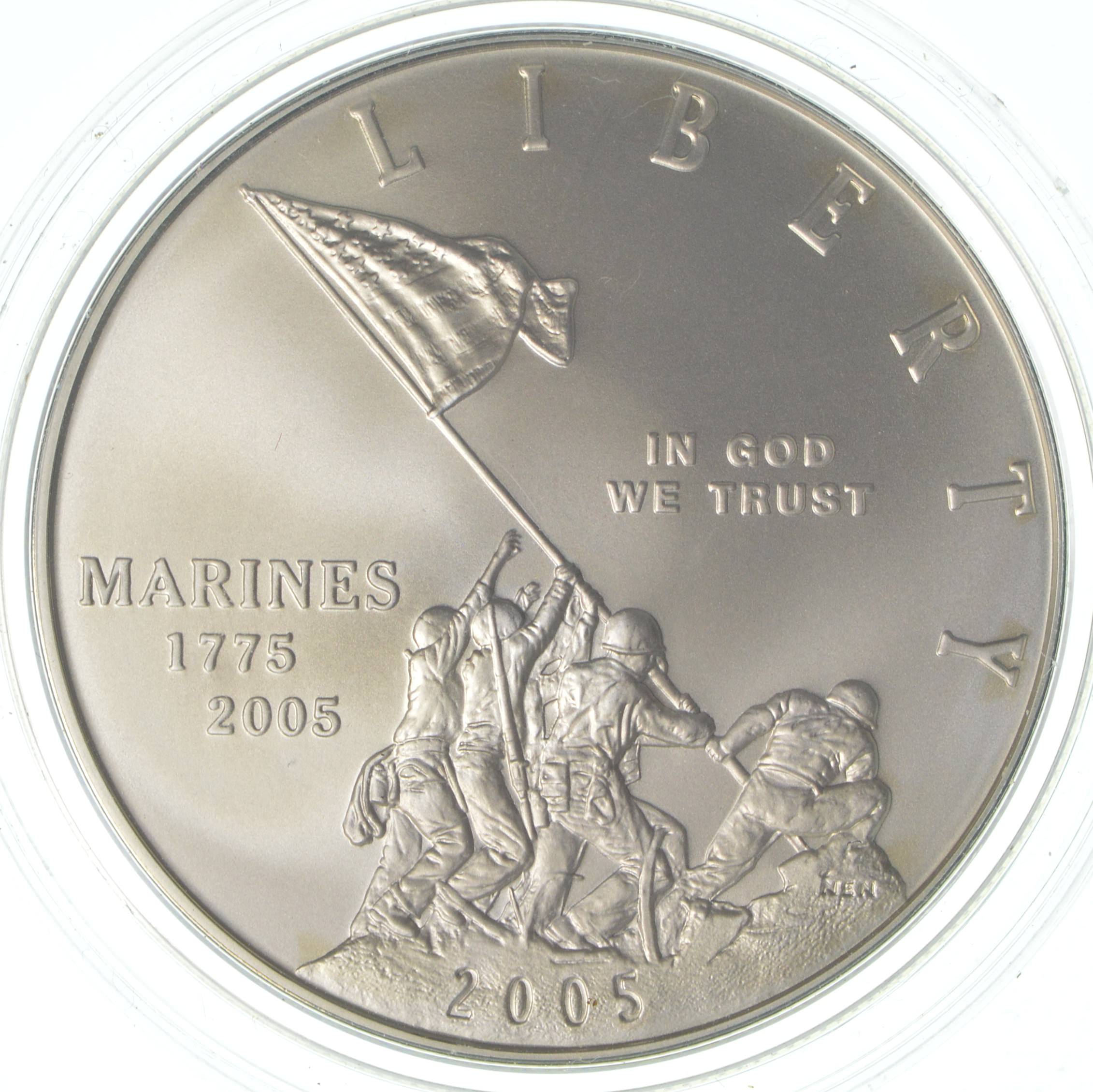 SILVER Uncirculated 2005-P Marine Corps 230th Anniversary ...