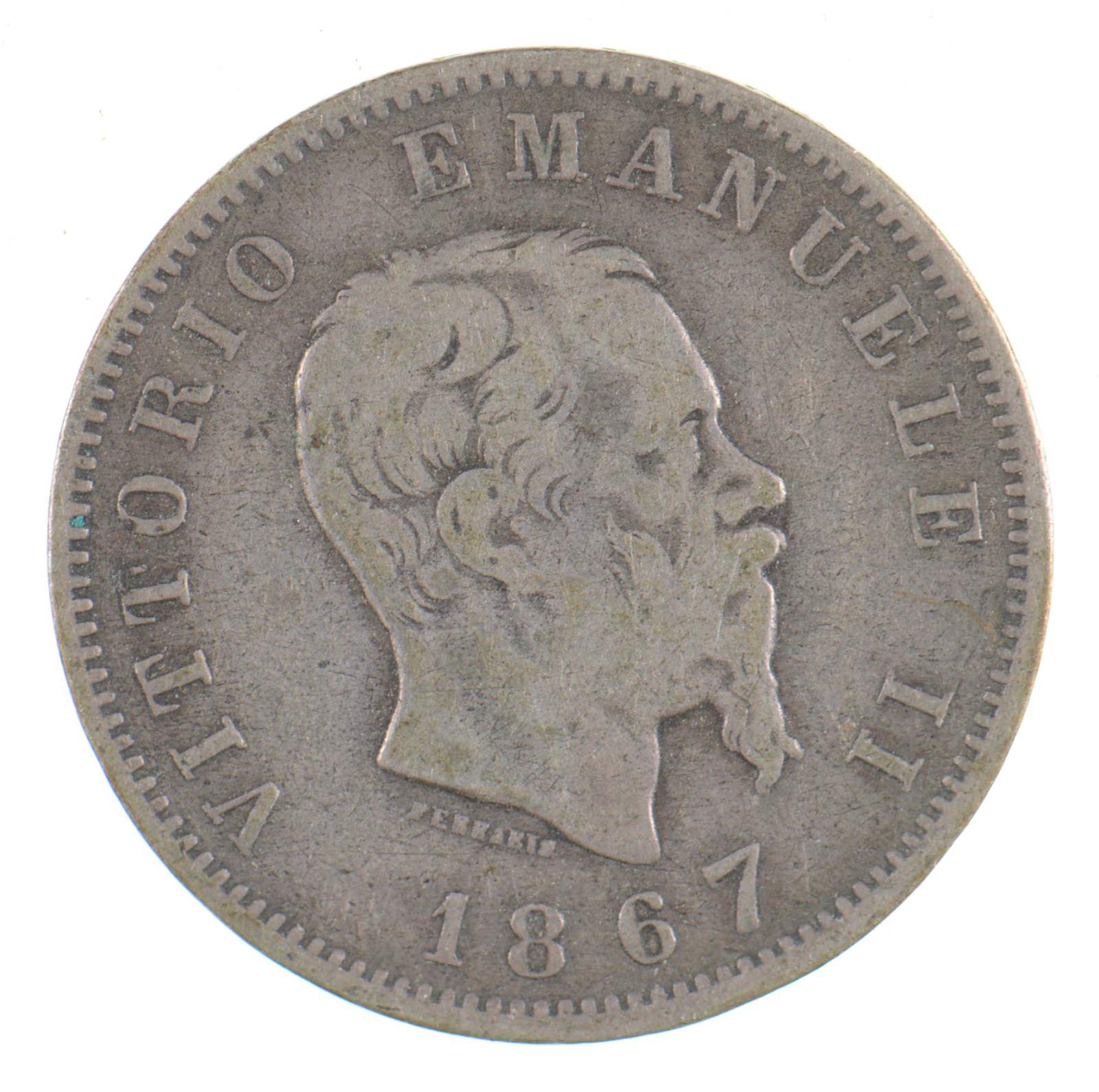 SILVER - WORLD Coin - 1867 Italy 1 Lira - World Silver Coin | Property Room