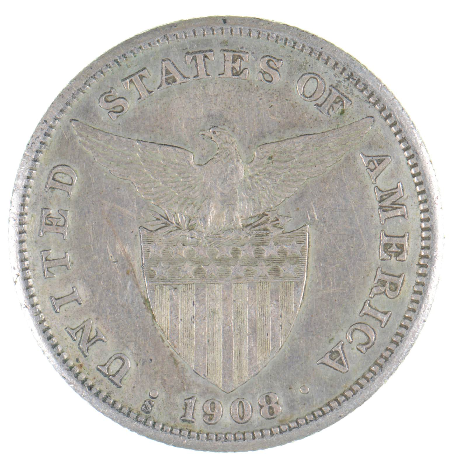SILVER - WORLD COIN - 1908 Philippines 1 Peso - World Silver Coin ...