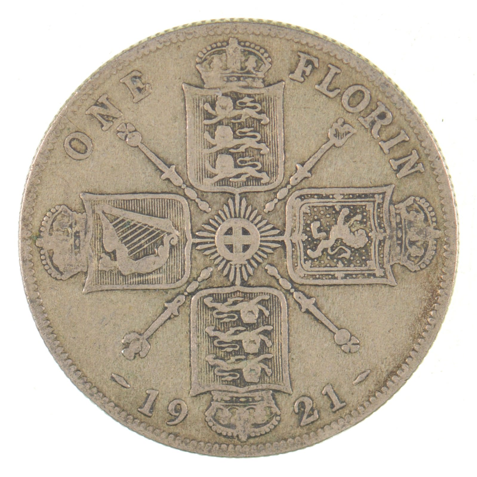 SILVER - WORLD Coin - 1921 Great Britain 1 Florin - World Silver Coin ...
