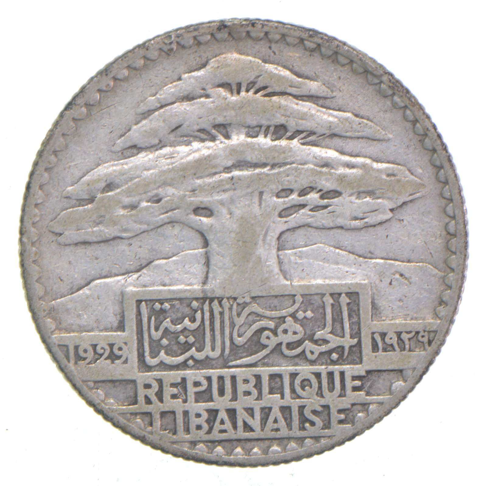 SILVER - WORLD Coin - 1929 Lebanon 50 Piastres - World Silver Coin ...