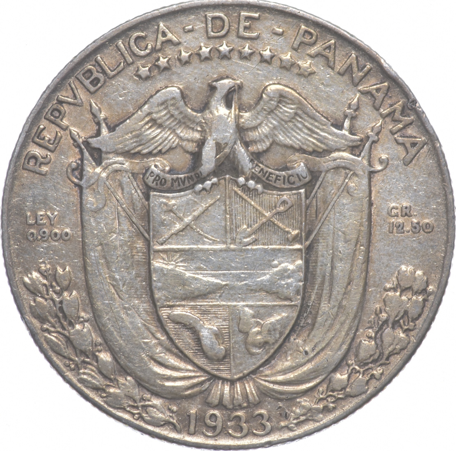 SILVER - WORLD Coin - 1933 Panama 1/2 Balboa - World Silver Coin ...