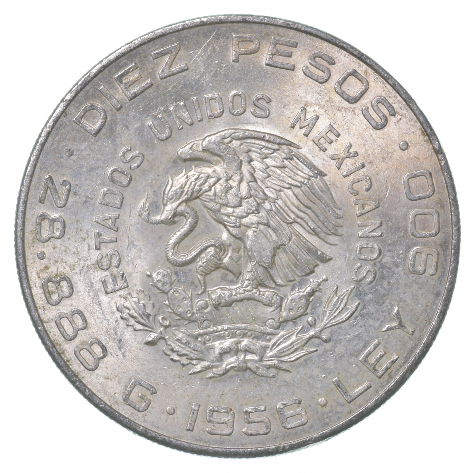 SILVER - WORLD COIN - 1956 Mexico 10 Pesos - World Silver Coin ...