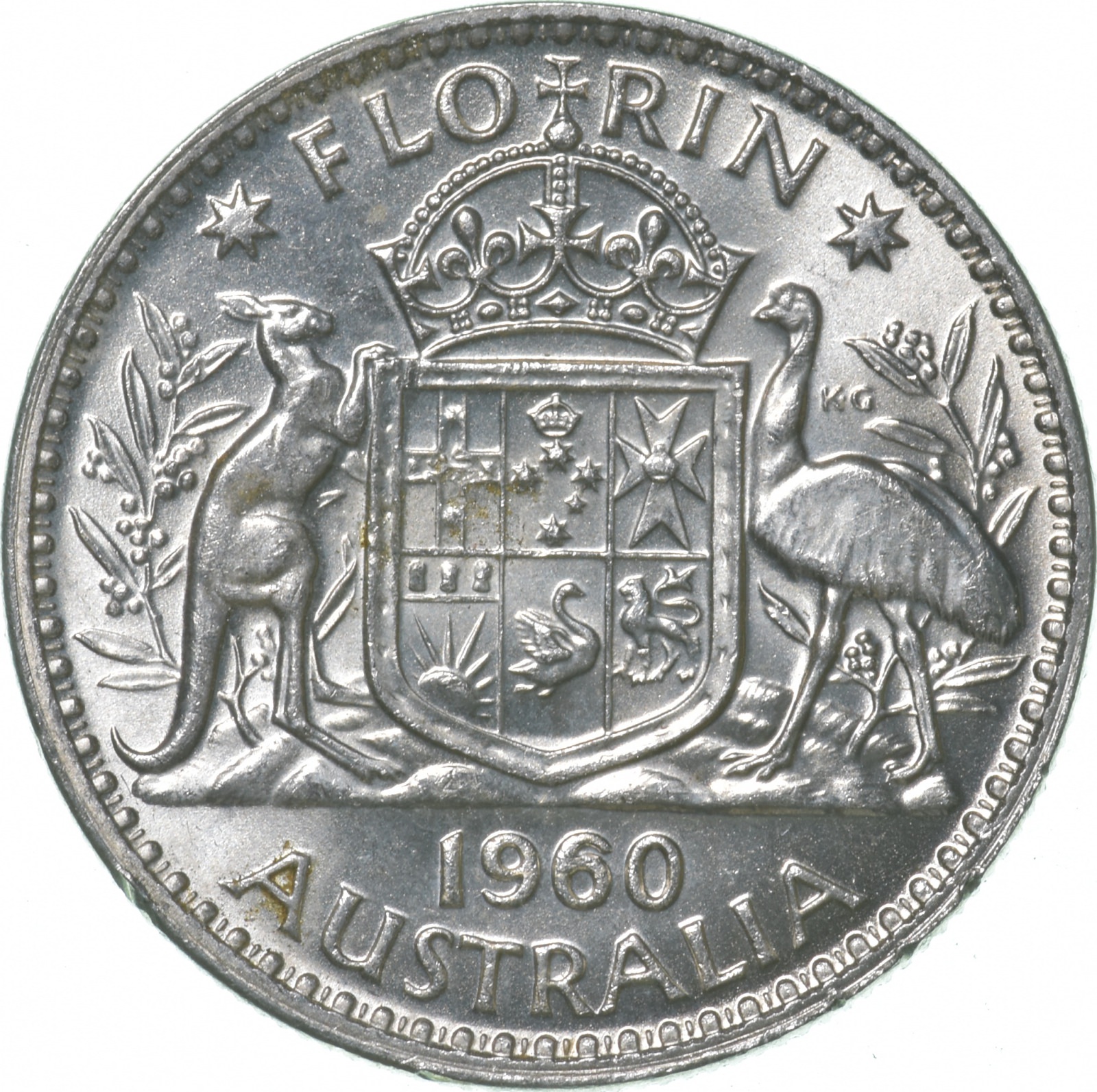 SILVER - WORLD Coin - 1960 Australia 1 Florin - World Silver Coin ...