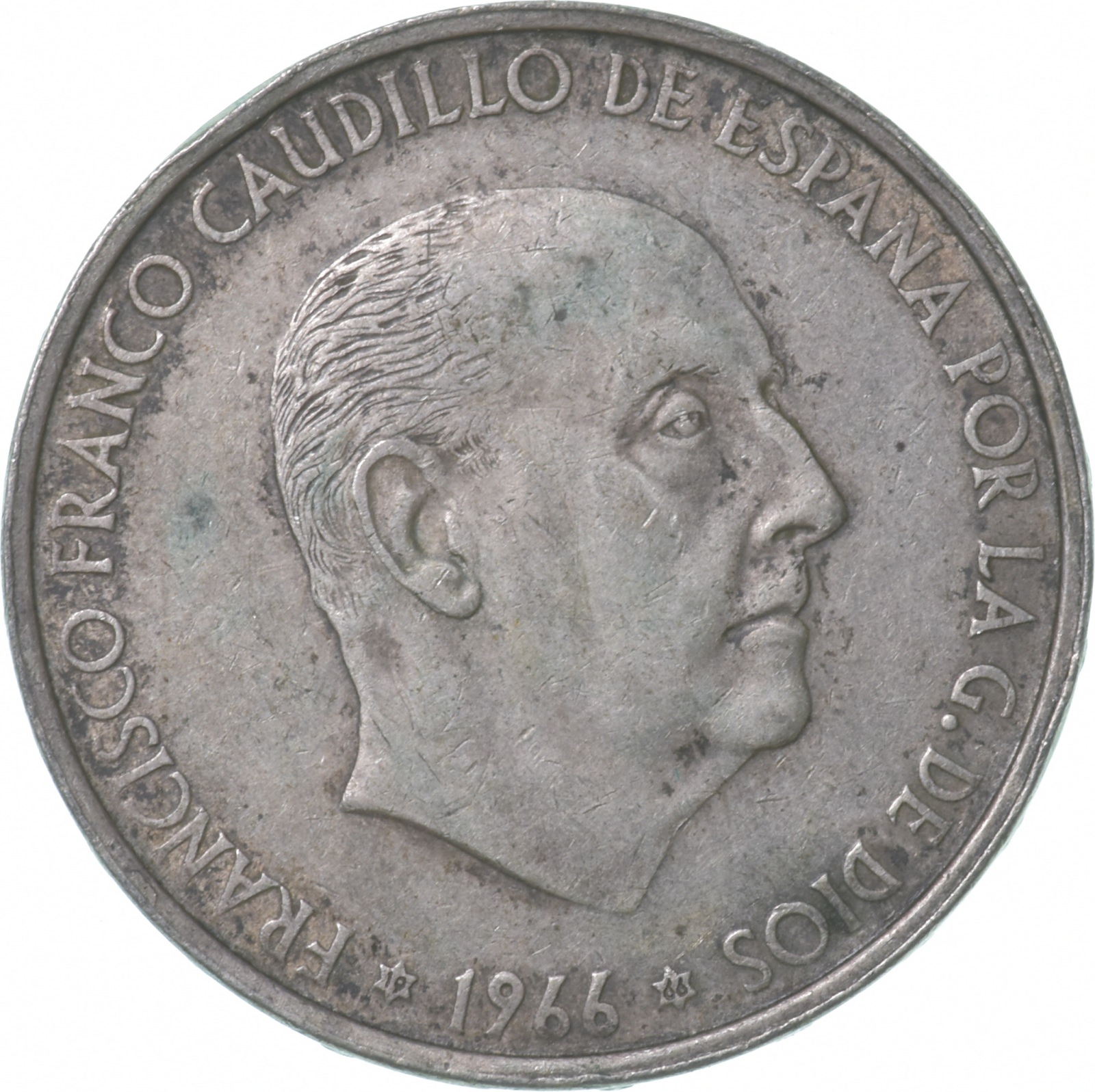 SILVER - WORLD COIN - 1966 Spain 100 Pesetas - World Silver Coin ...