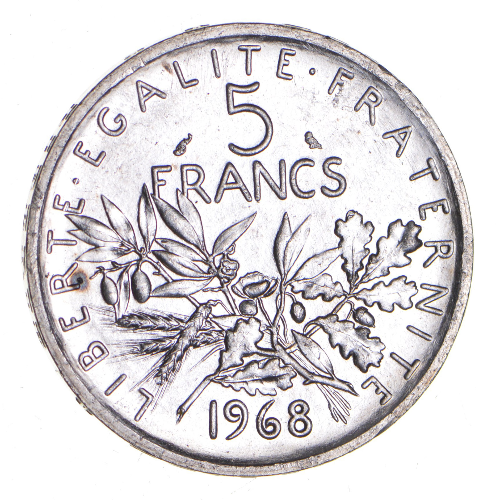 SILVER - WORLD Coin - 1968 France 5 Francs - World Silver Coin 12 Grams ...