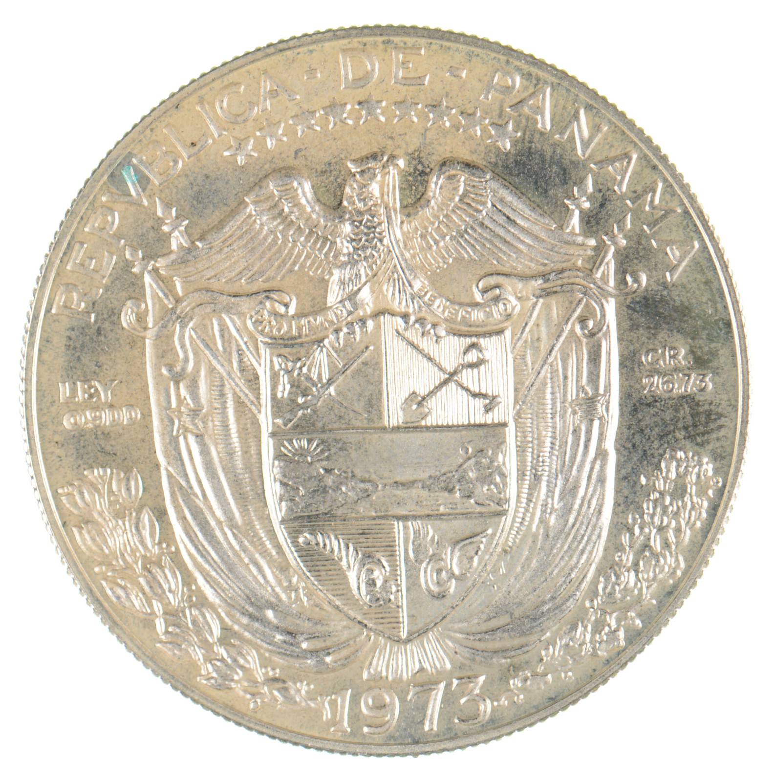 SILVER - WORLD COIN - 1973 Panama 1 Balboa - World Silver Coin ...
