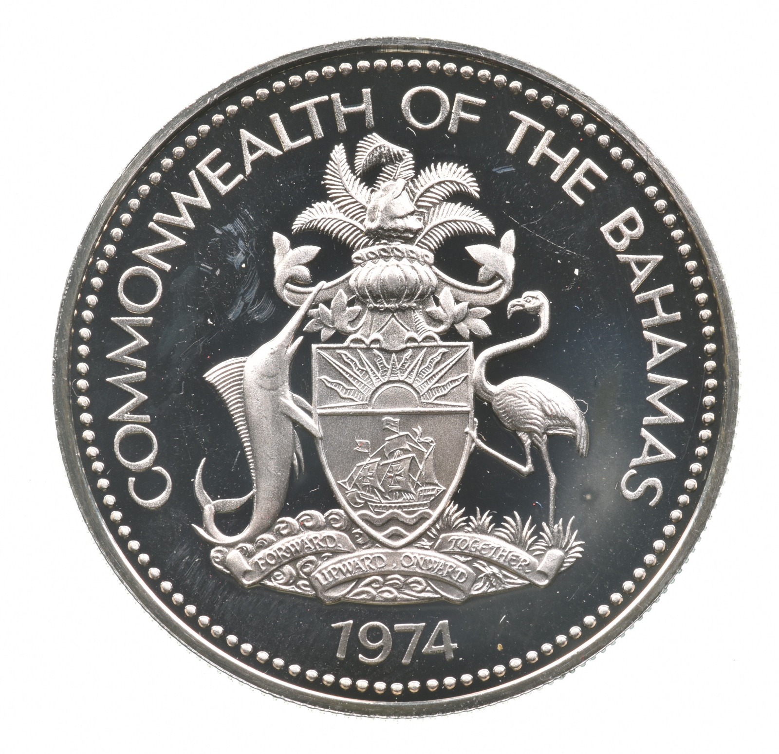 SILVER - WORLD Coin - 1974 Bahamas Islands 1 Dollar - World Silver Coin ...