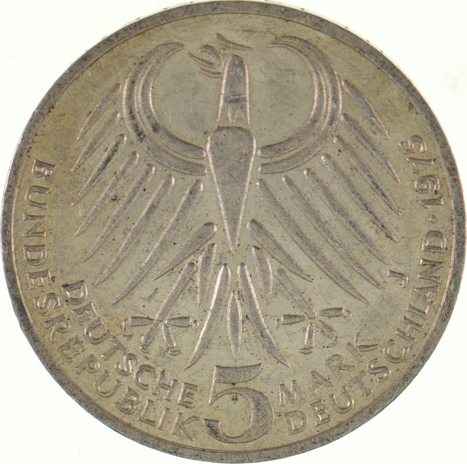 SILVER - WORLD Coin - 1975 Germany 5 Mark - World Silver Coin ...