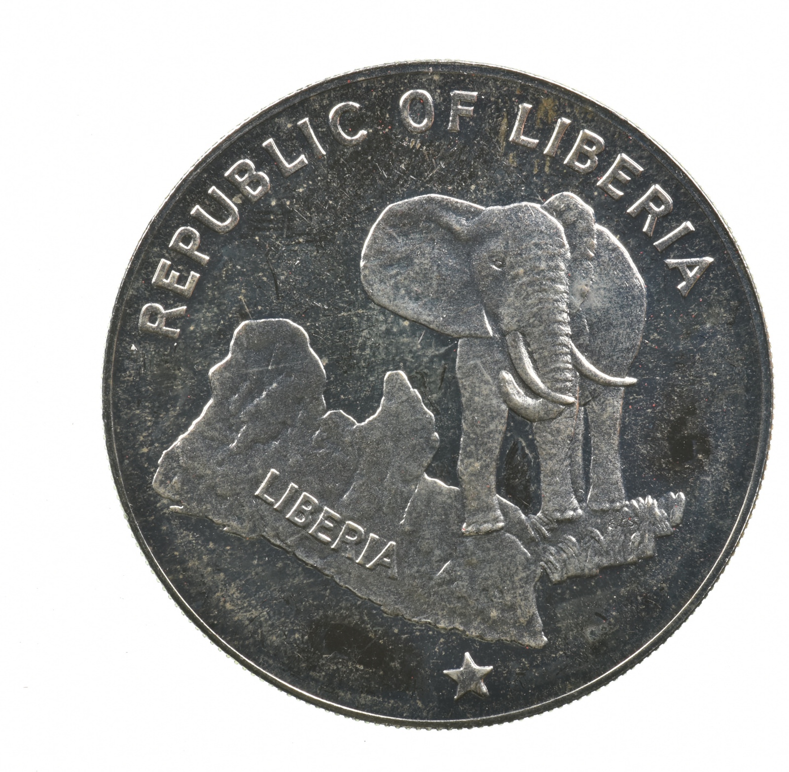 SILVER - WORLD COIN - 1975 Liberia 5 Dollars - World Silver Coin ...