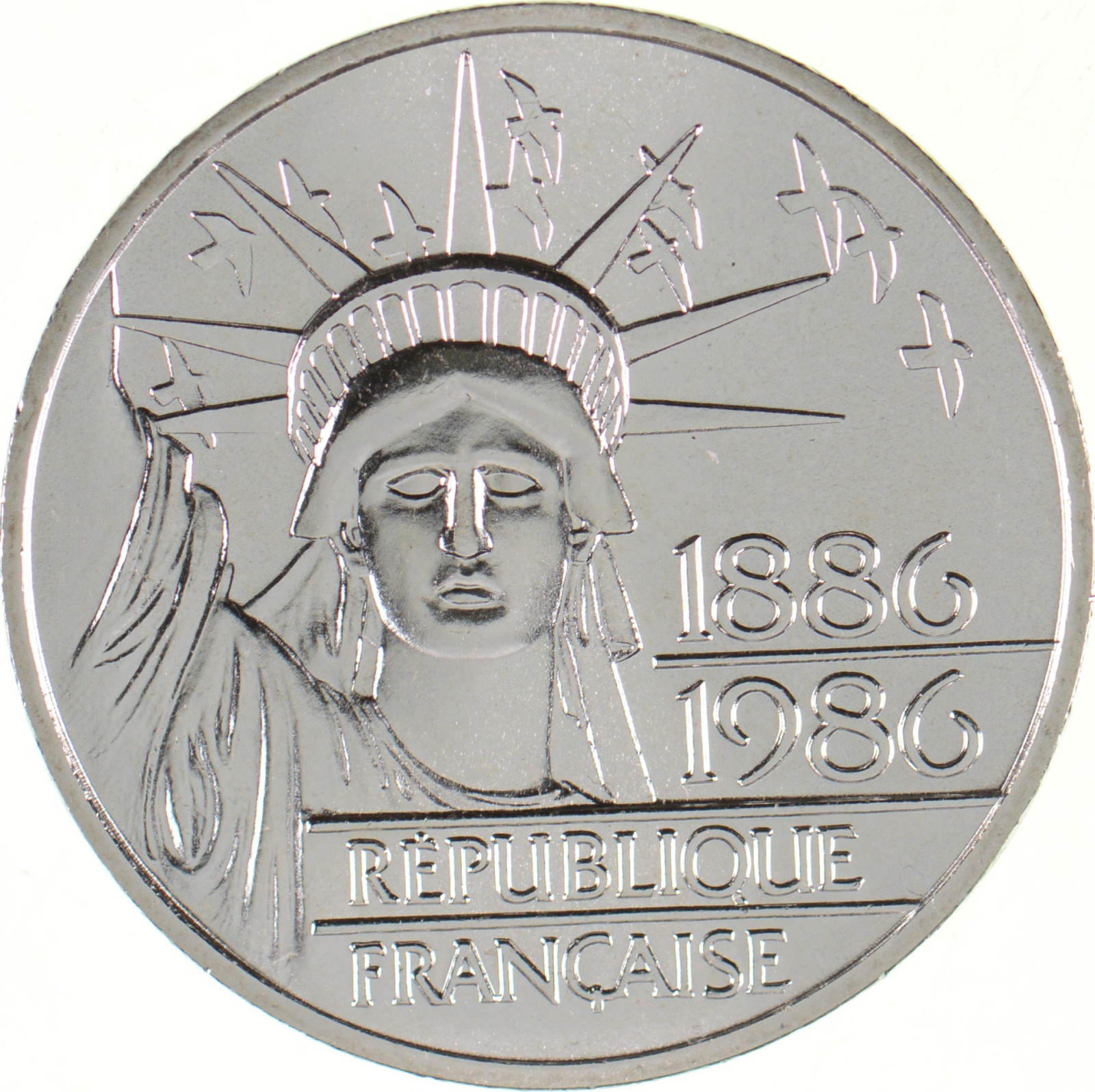 SILVER - WORLD COIN - 1986 France 100 Francs - Statue of Liberty ...