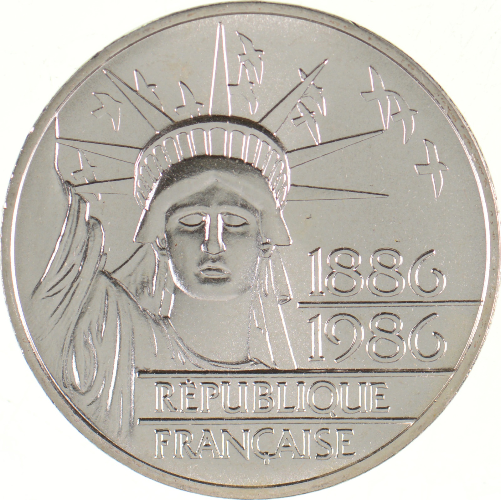 SILVER - WORLD COIN - 1986 France 100 Francs - Statue of Liberty ...