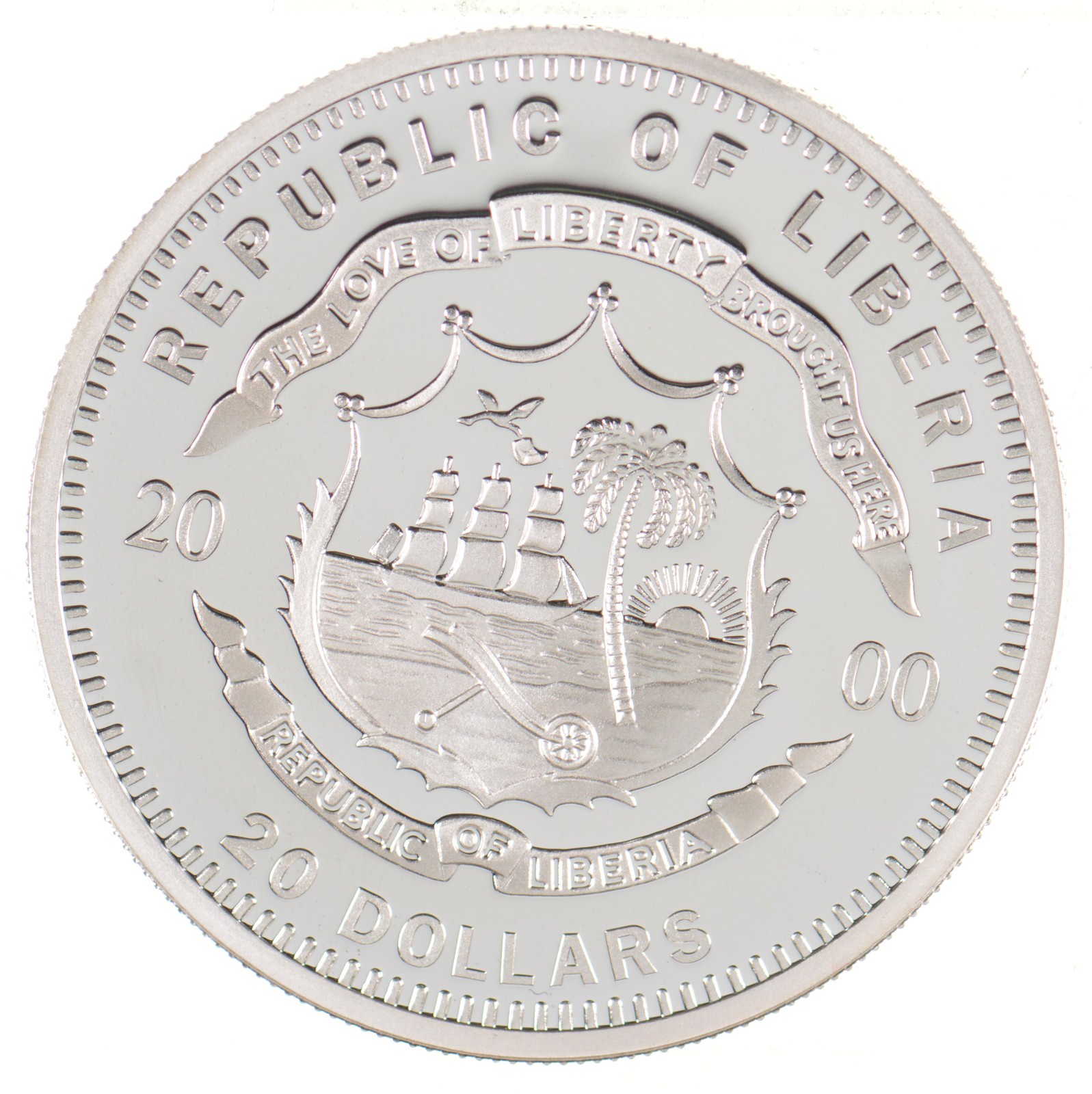 SILVER - WORLD COIN - 2000 Liberia 20 Dollars - Discovery Of America ...