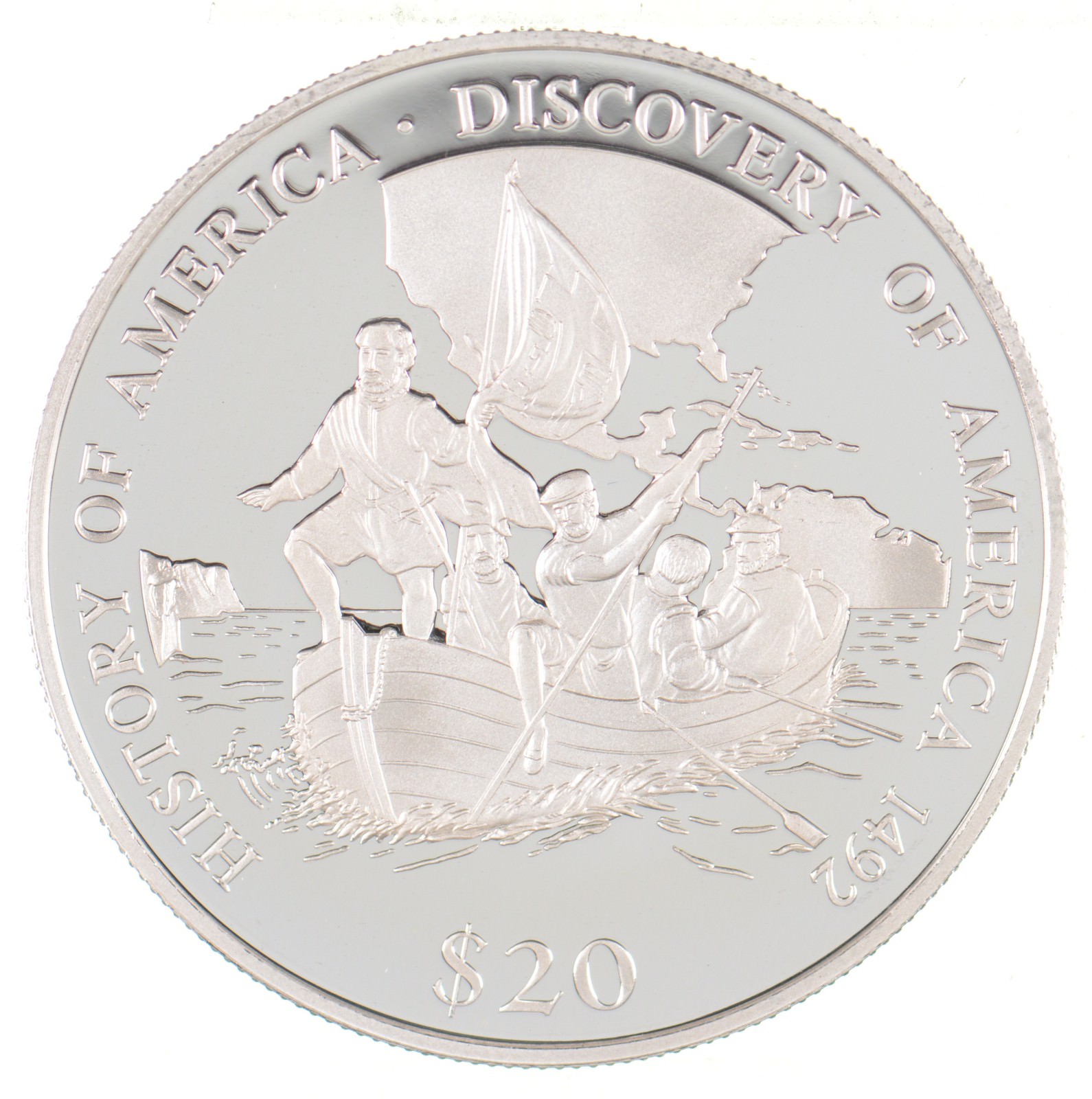 SILVER - WORLD COIN - 2000 Liberia 20 Dollars - Discovery Of America ...